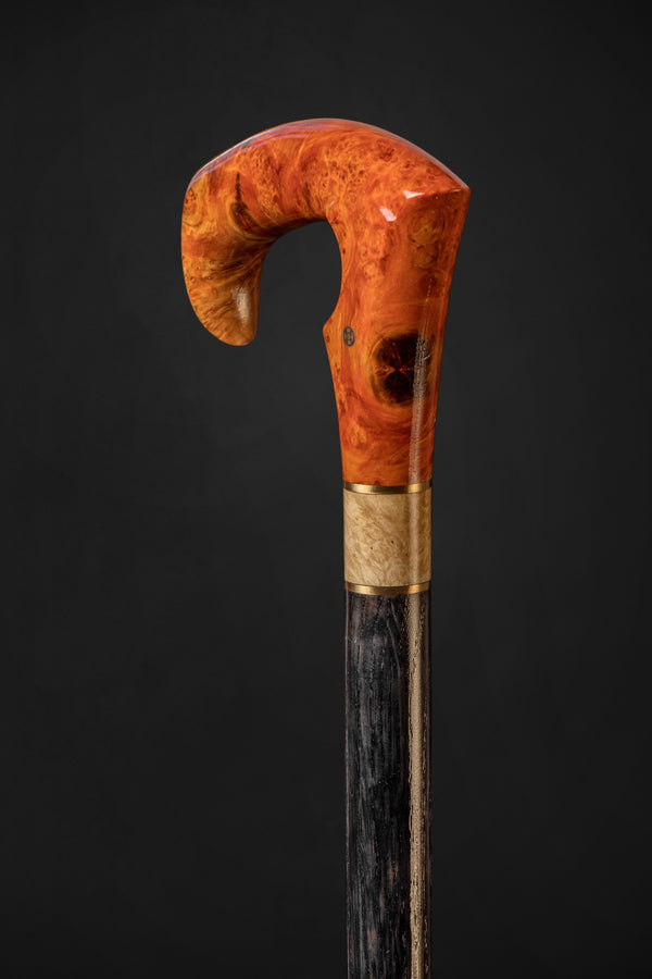 Designer Luxury Walking Stick with Coral Color Burl Wood Handle | ART ...