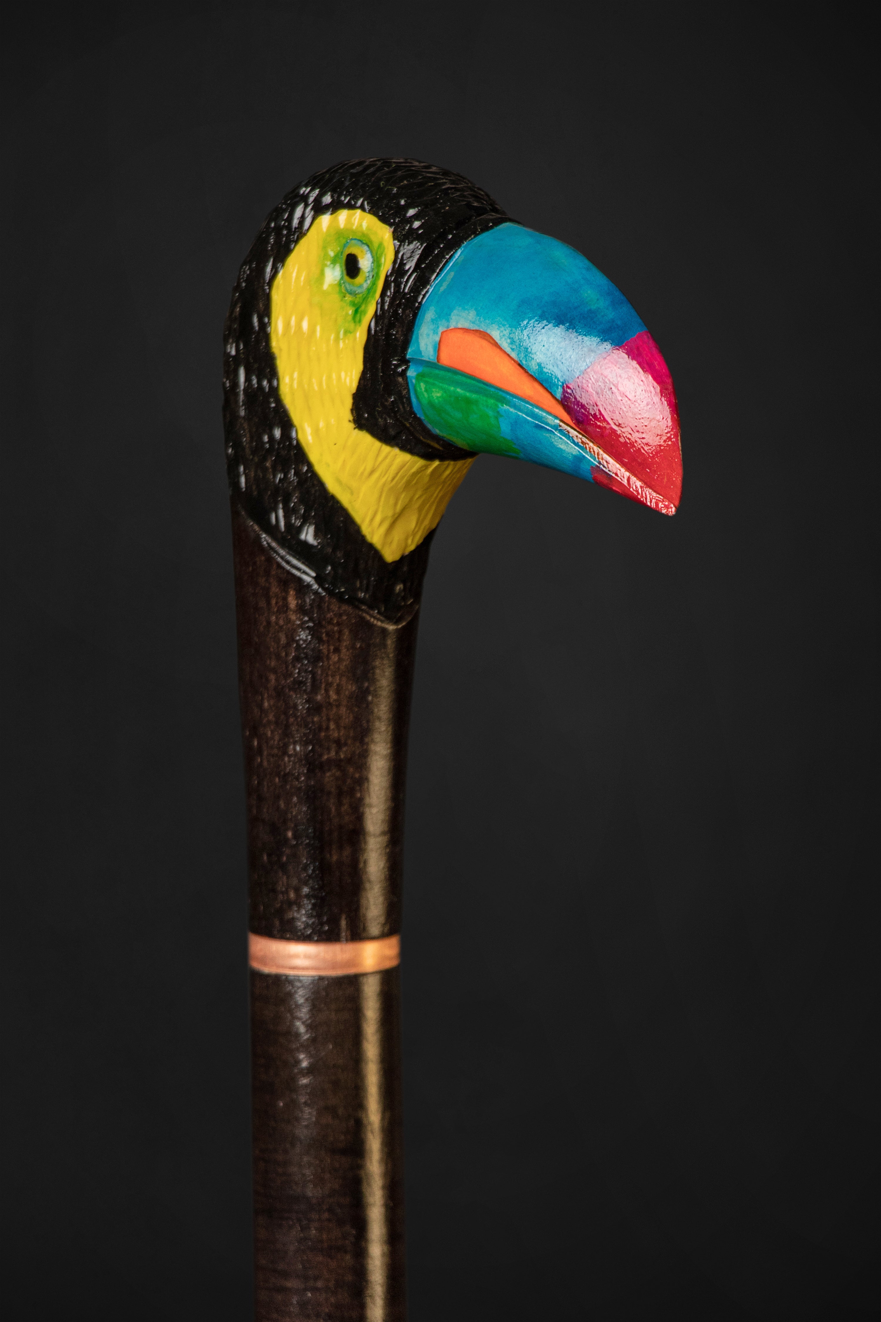 Artisan Toucan-Shaped Handle Walking Cane, Stylish Daily Support