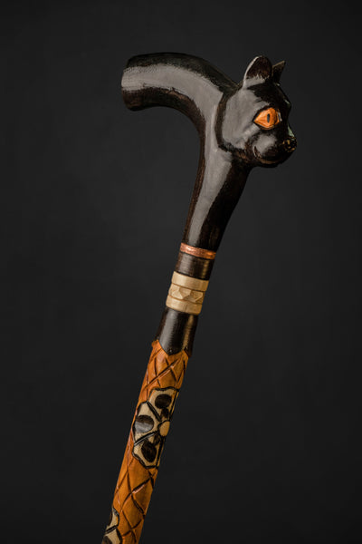 Hand-Carved Black Cat Art Deco Style Walking Cane Fashionable | ART ...