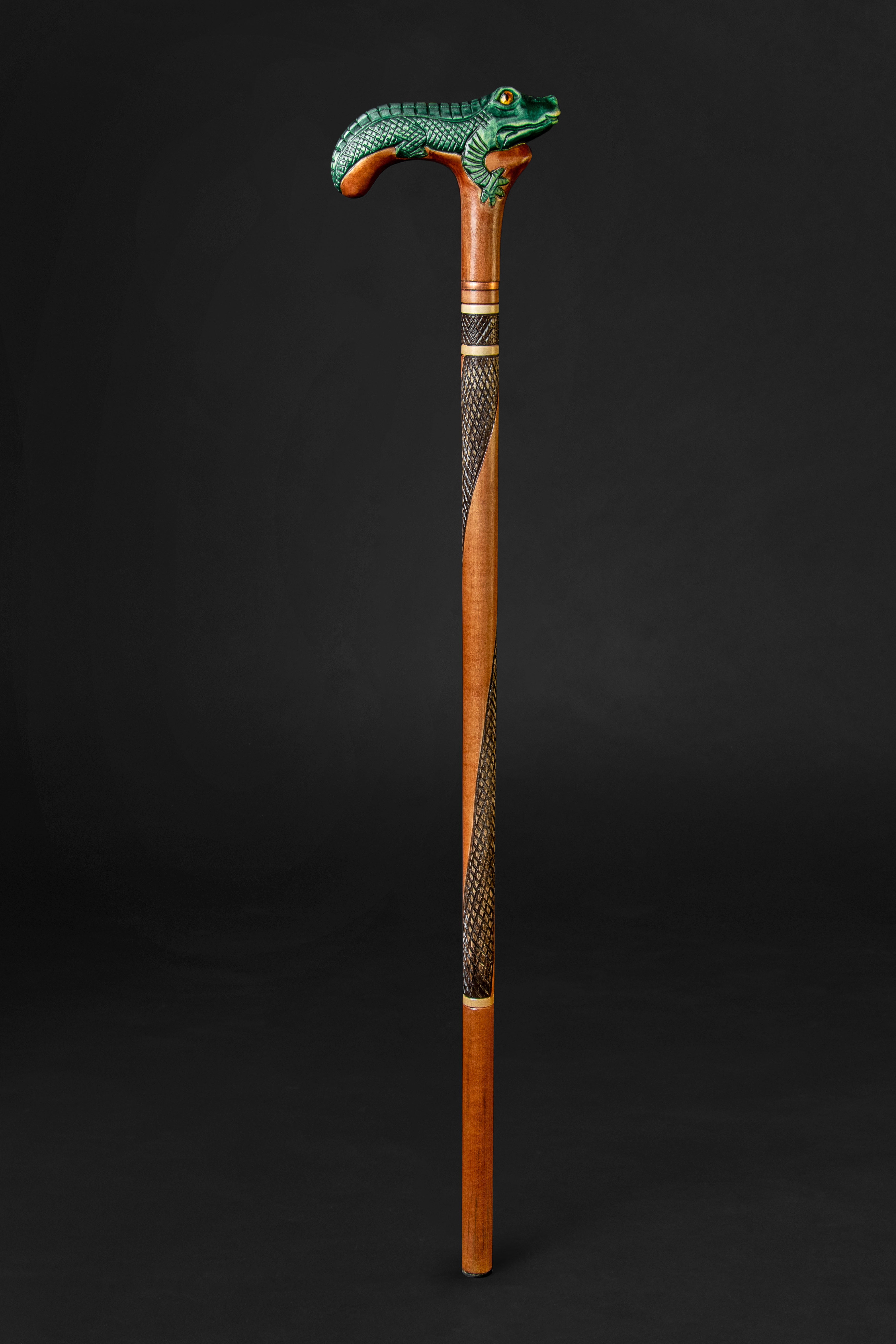 Alligator Crocodile Wooden Walking Stick, Predator Artwork Cane Staff ...