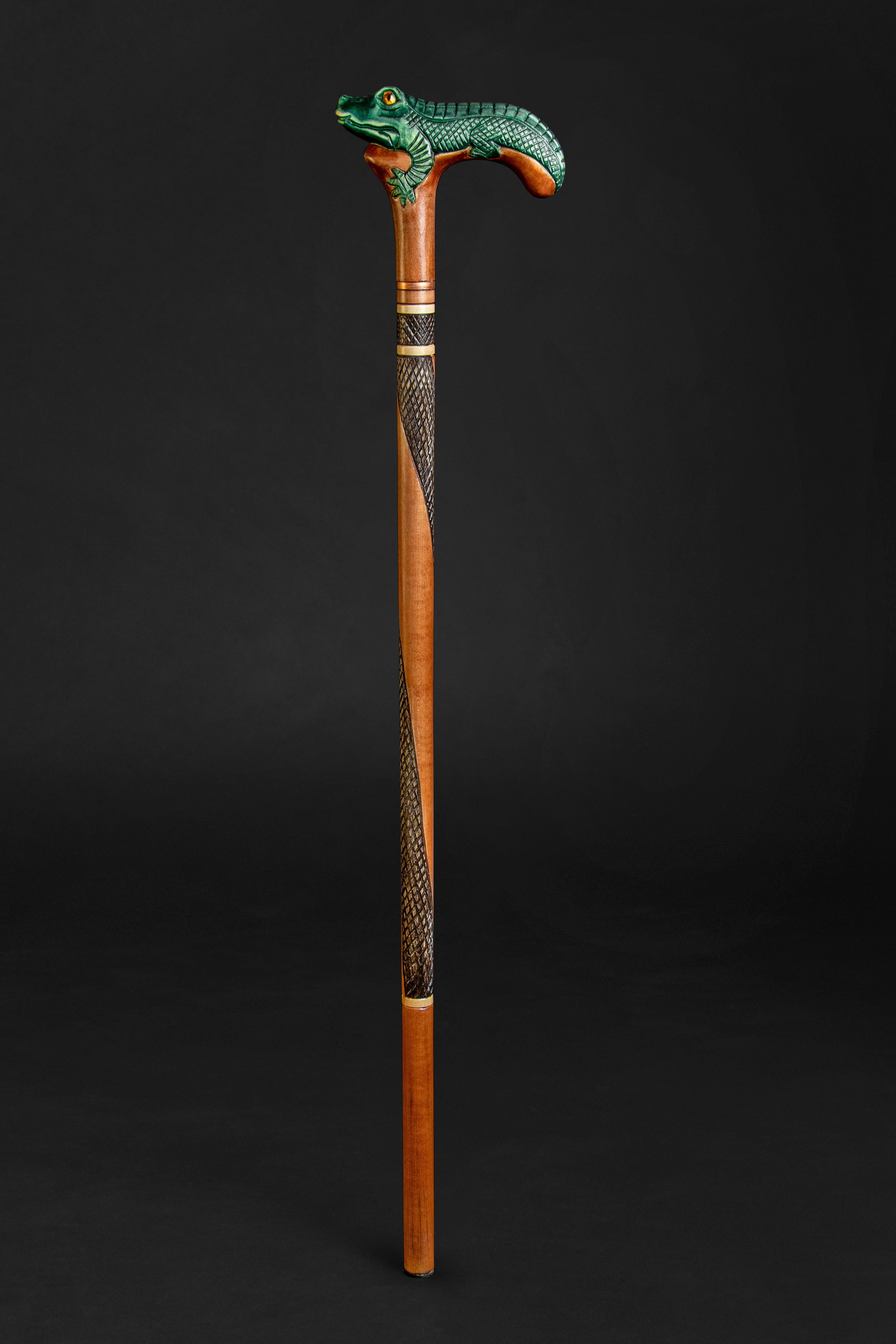 Alligator Crocodile Wooden Walking Stick, Predator Artwork Cane Staff ...