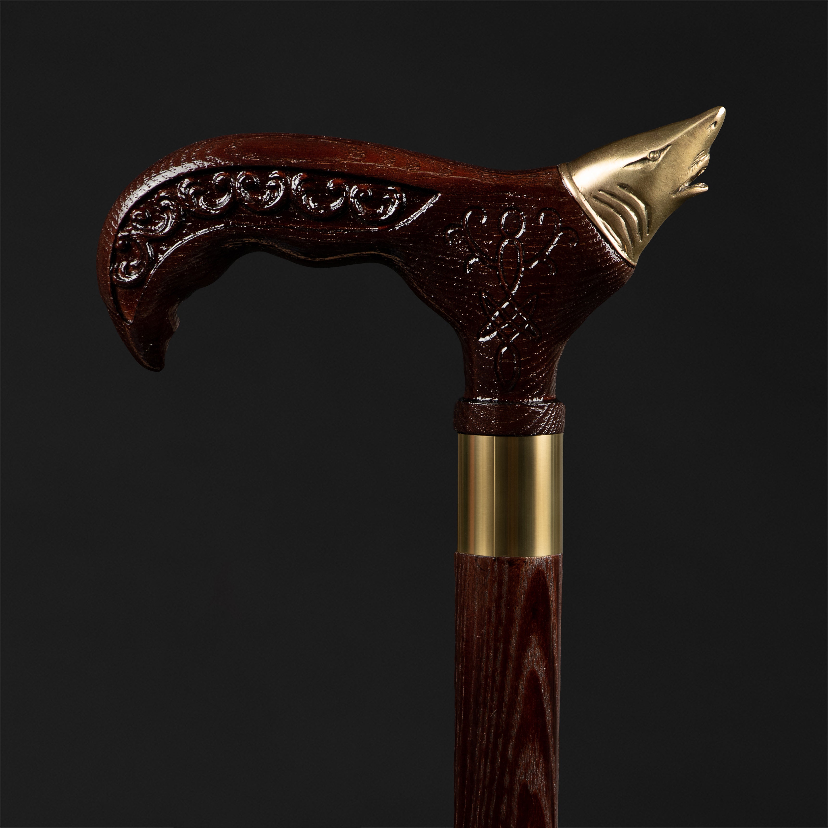 Shark Walking Stick Brass Handle Luxury Stick - Badass Walking Canes ...