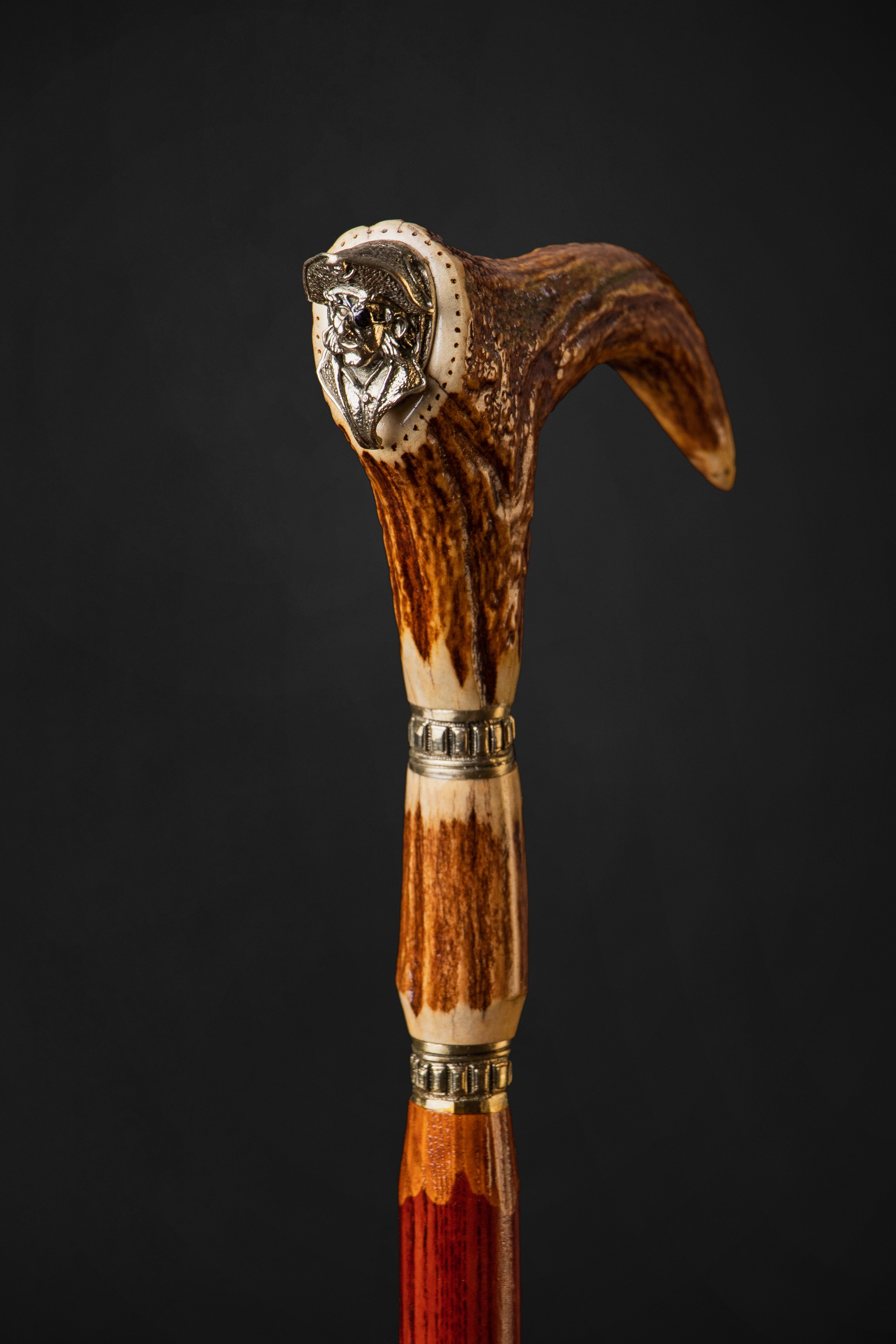 Exquisite Deer Antler Pirate Walking Cane with Signature, Unique Design ...
