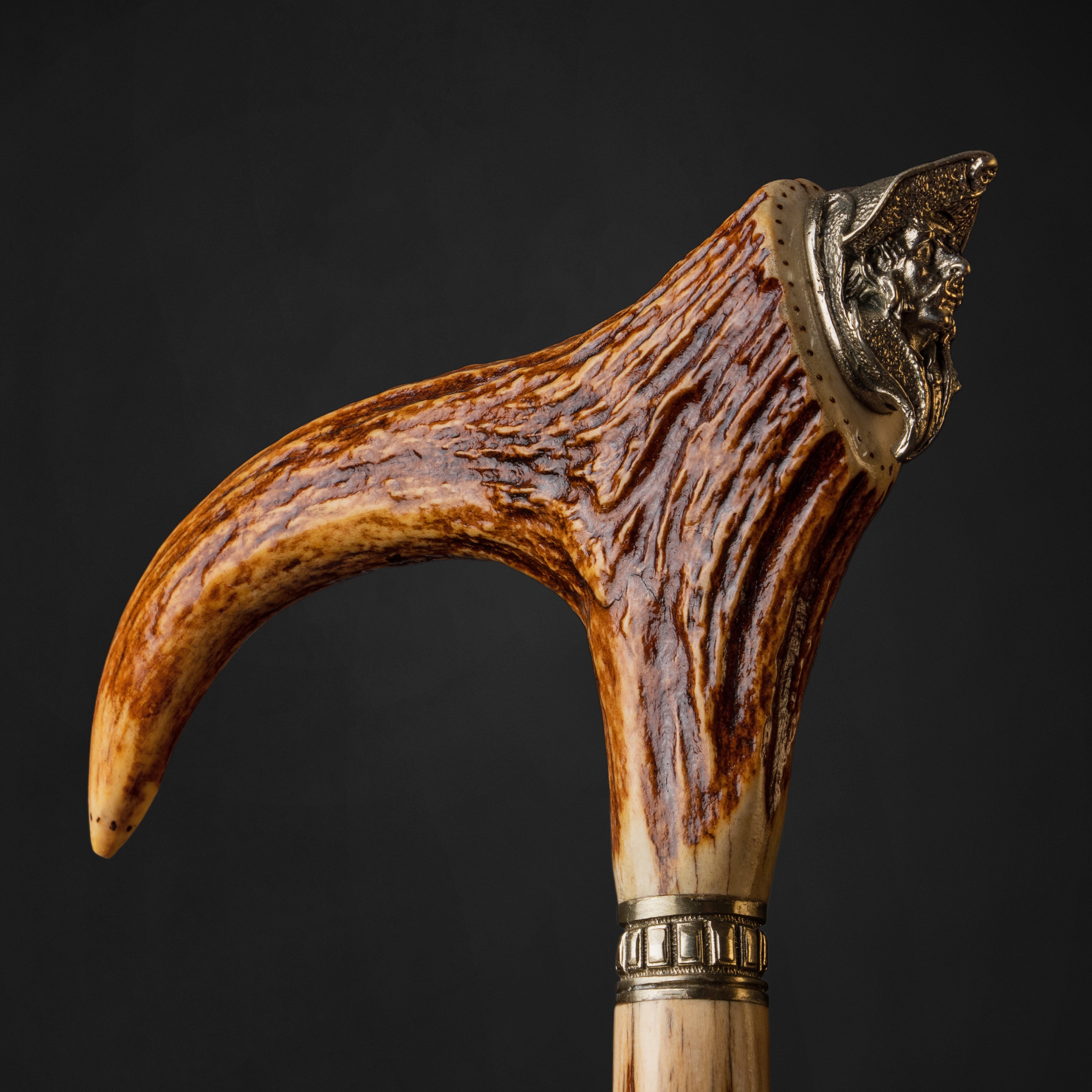 Exquisite Deer Antler Pirate Walking Cane with Signature, Unique Design ...