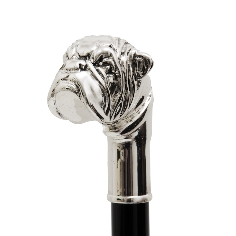 Fashionable Walking Stick Metal Silver Bulldog Handle, Modern Cane ...