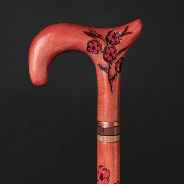 Pink Sakura Walking Cane for Ladies, Flower Walking Stick