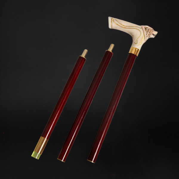 Wolf Head Walking Cane – Ivory Resin Handle Travel Version 3-Piece ...