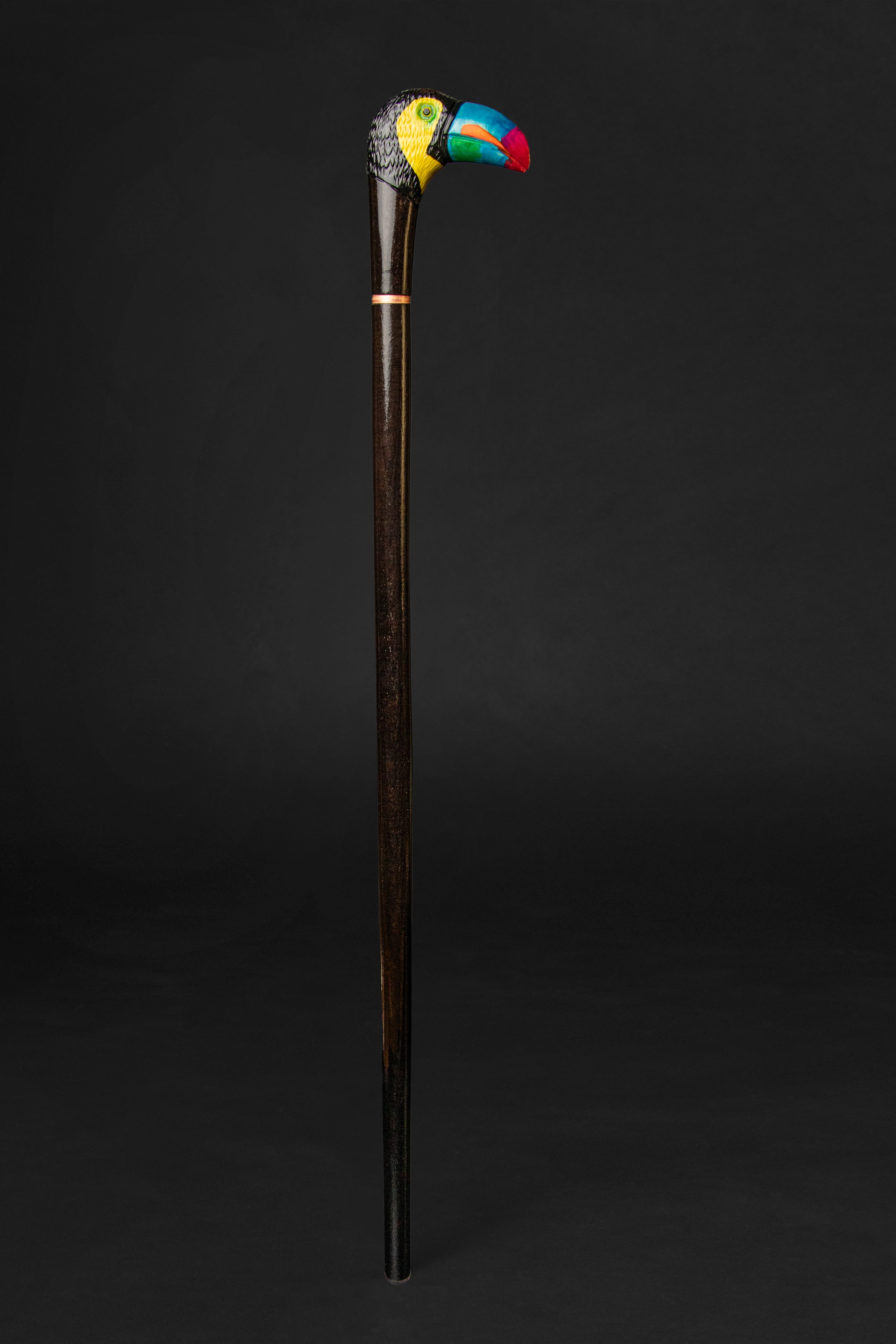 Artisan Toucan-Shaped Handle Walking Cane, Stylish Daily Support
