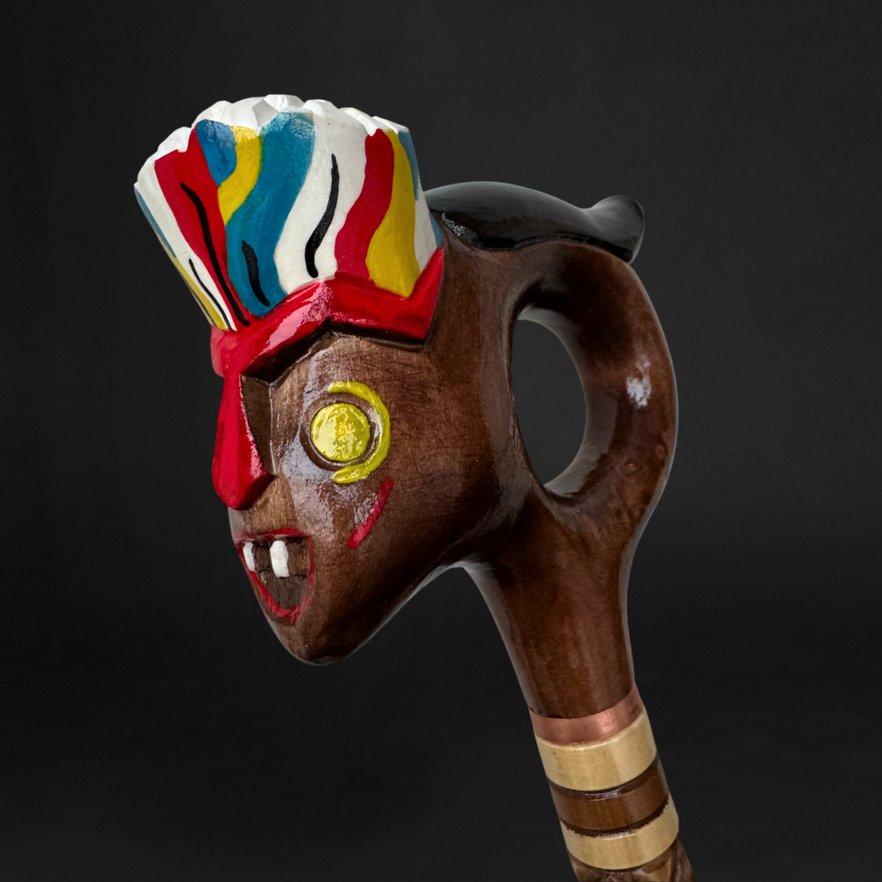 Handcrafted Tribal Art Walking Cane – Unique Hand-Carved Design | ART ...