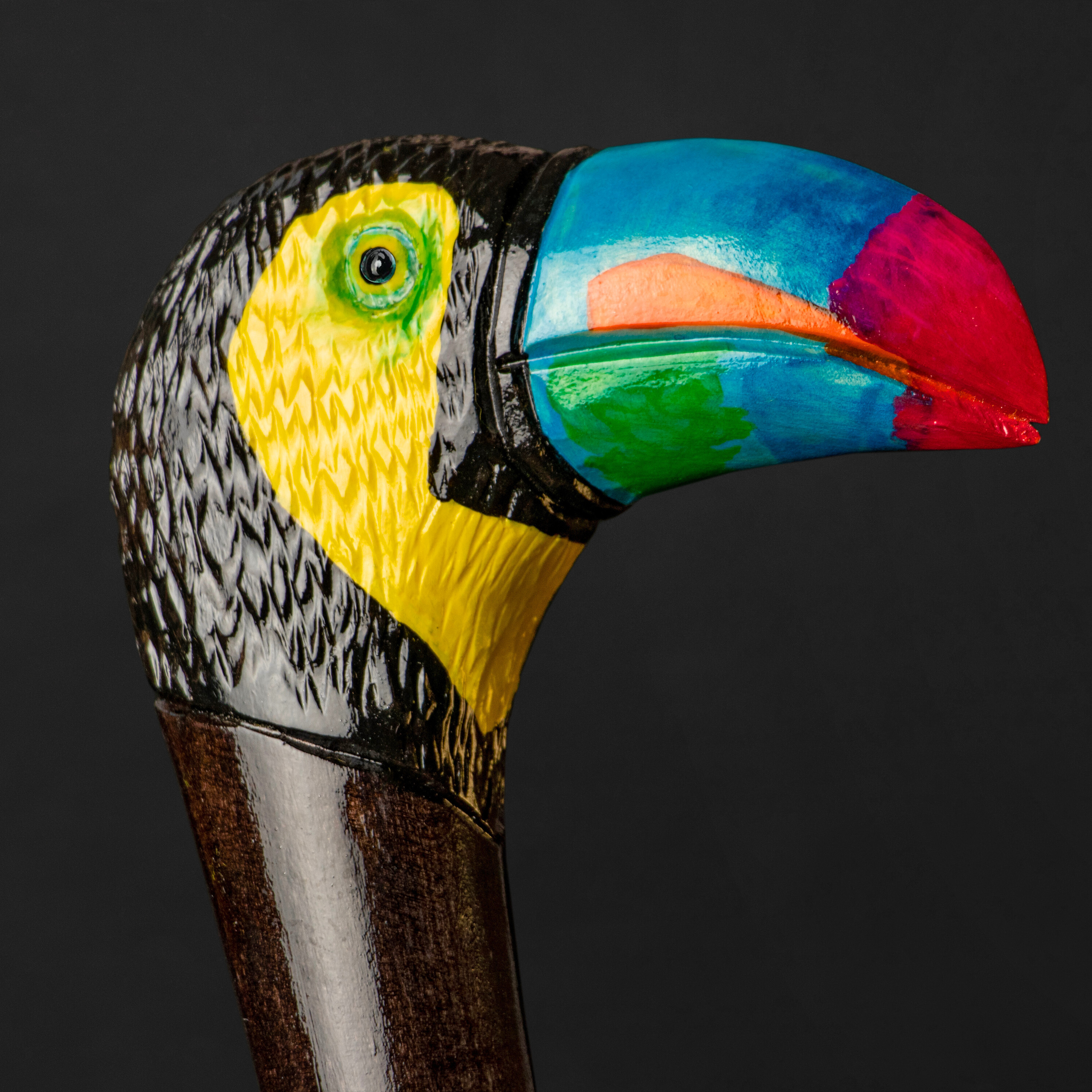 Artisan Toucan-Shaped Handle Walking Cane, Stylish Daily Support
