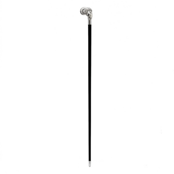 Custom Made Silver Ram Head Walking Cane Or Stick Comfortable Grip