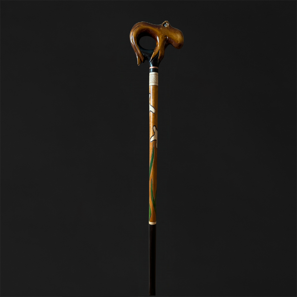 Walking Cane In The Shape Of An Octopus, Wooden Painted Cane | ART ...