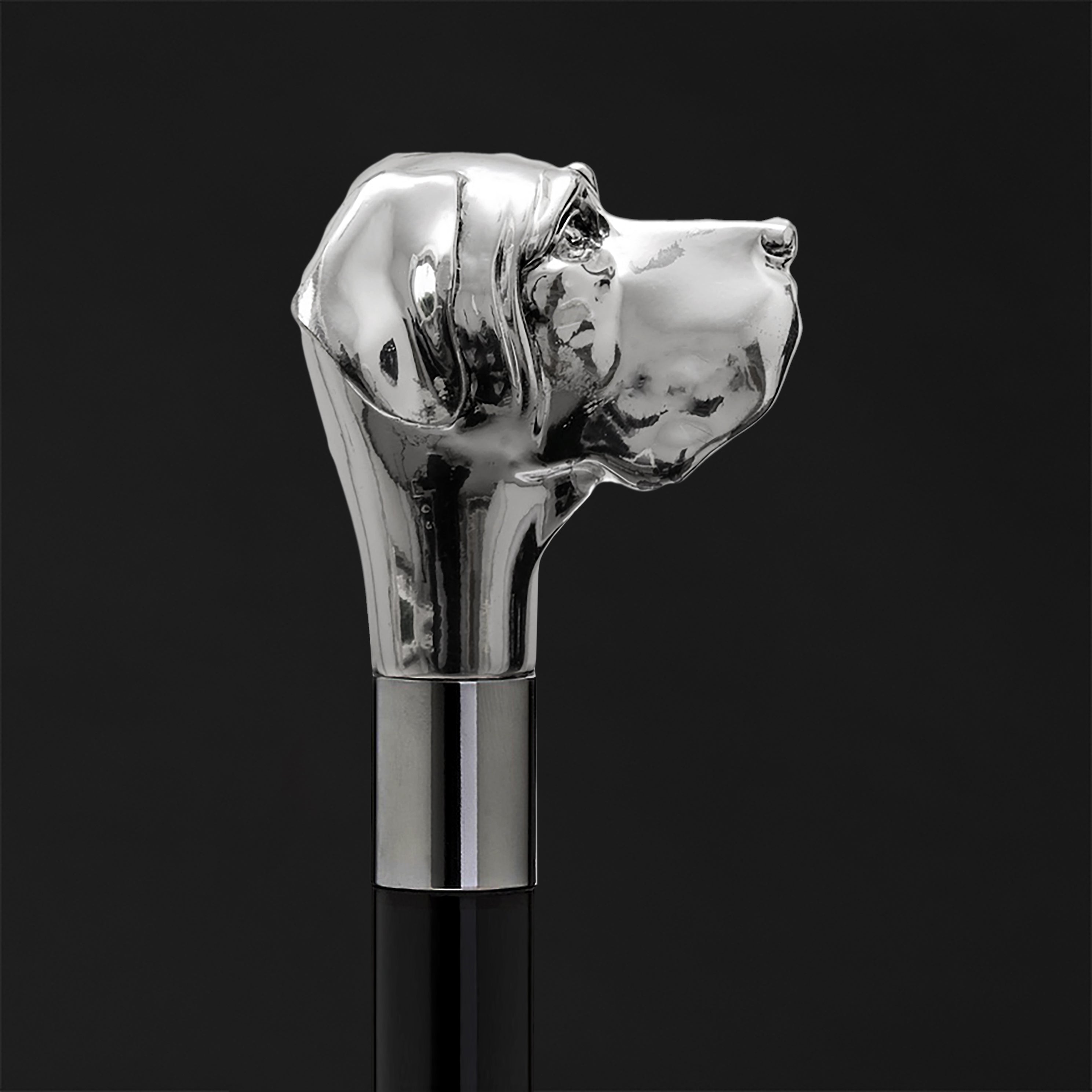 Silver Labrador English Walking Cane, Antique Royal Walking Stick