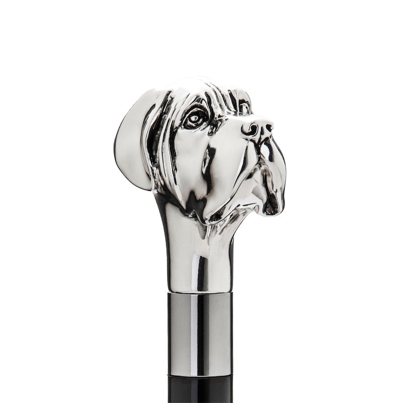 Silver Labrador English Walking Cane, Antique Royal Walking Stick
