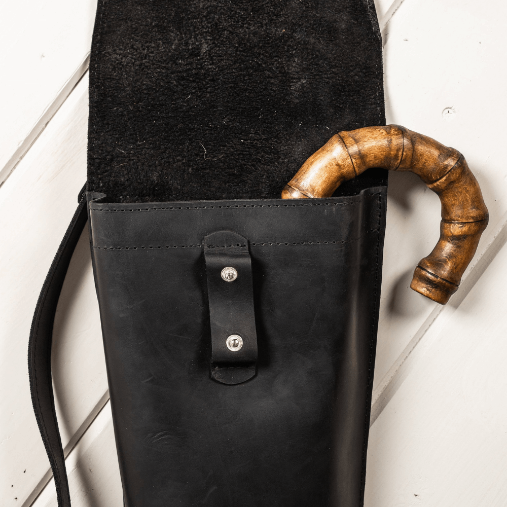 Black Bag for Walking Stick Storage, Walking Cane Case Leather | ART ...