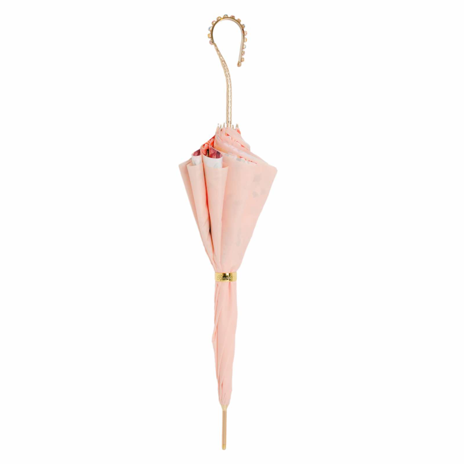 Premium Pink Umbrella with Jeweled Handle and Printed Interior for Wom