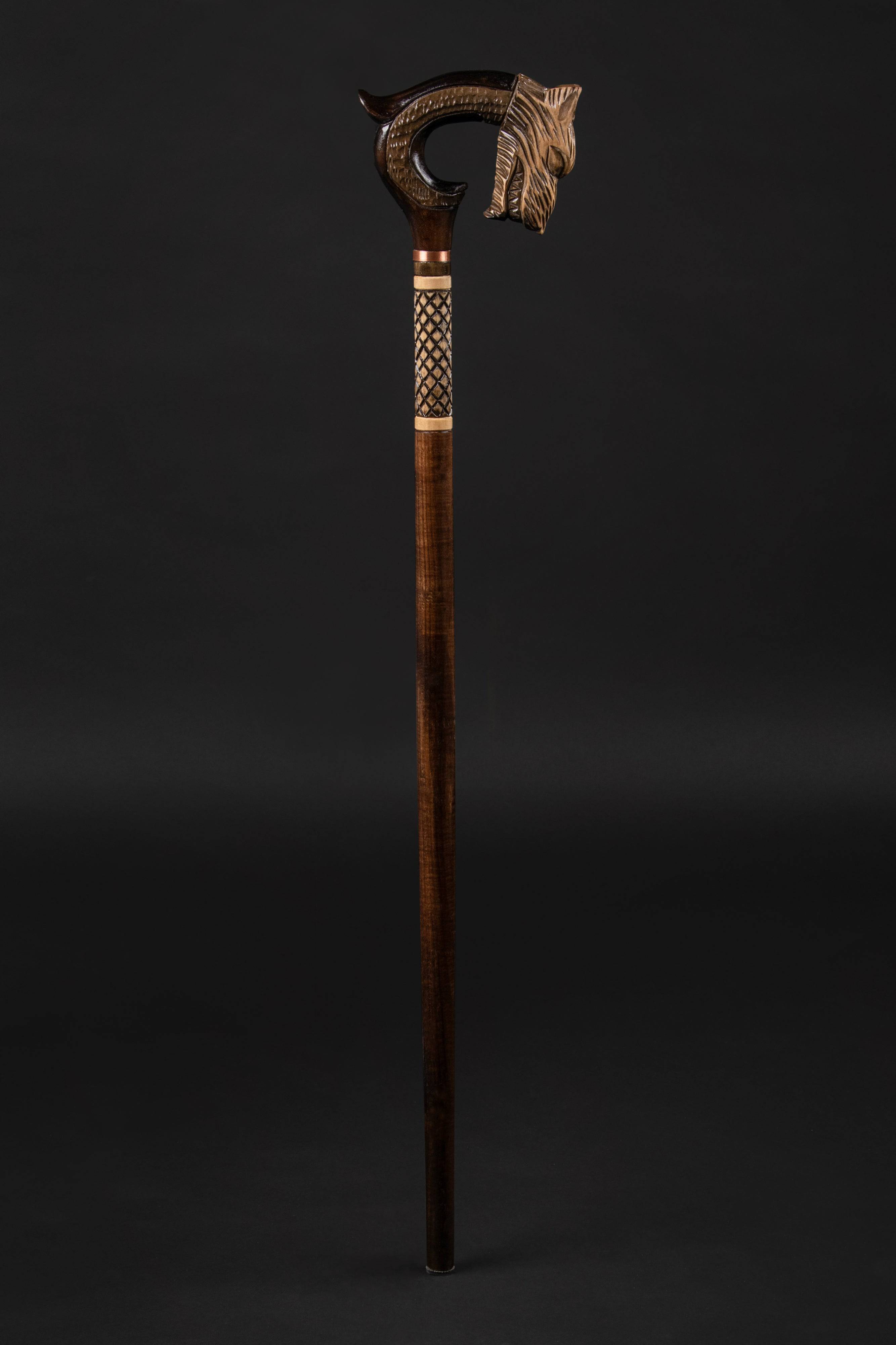 Carved Animal Walking Cane - Wolf Walking Stick | ART WALKING STICKS