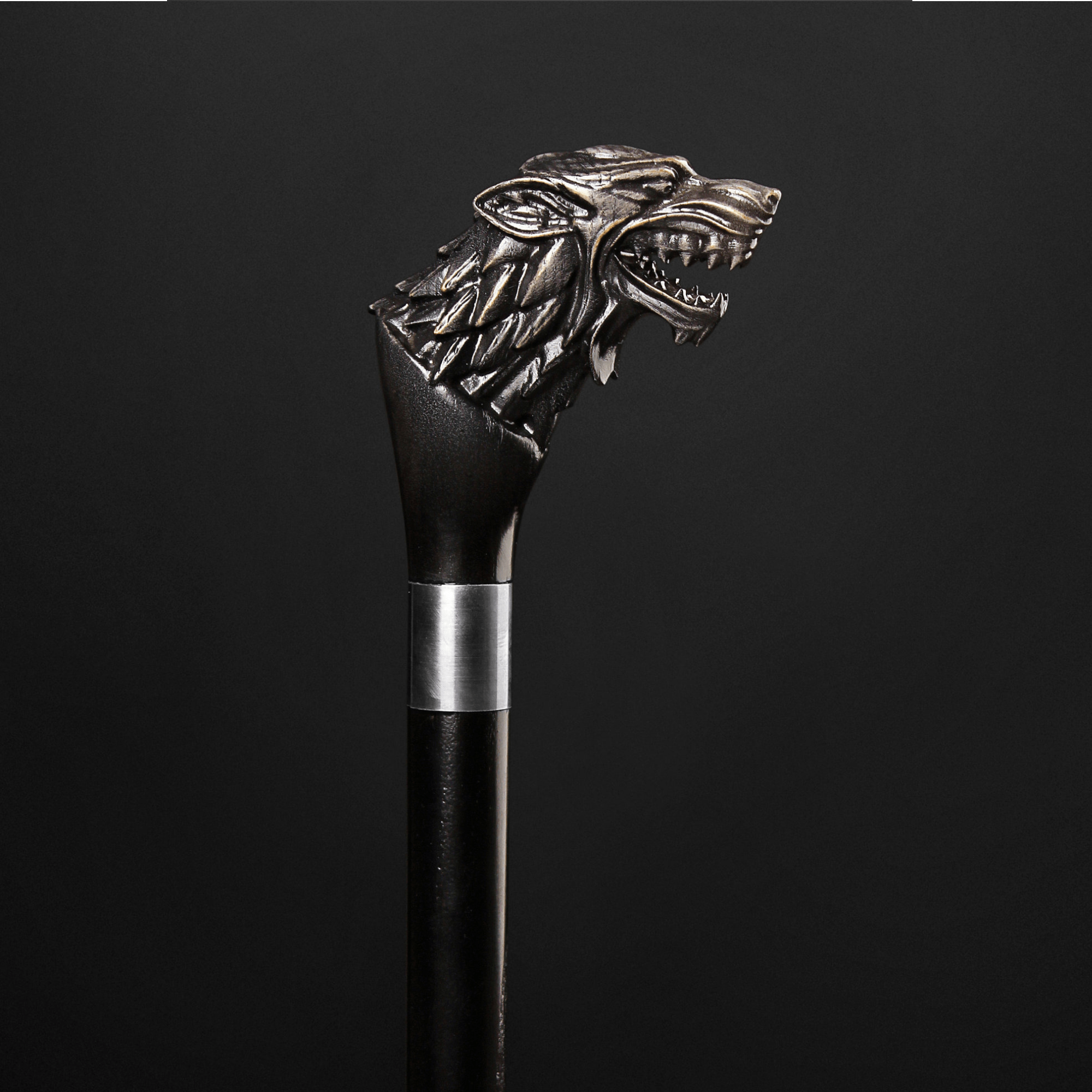 Designer Wolf Cane Black Designer Walking Stick | ART WALKING STICKS
