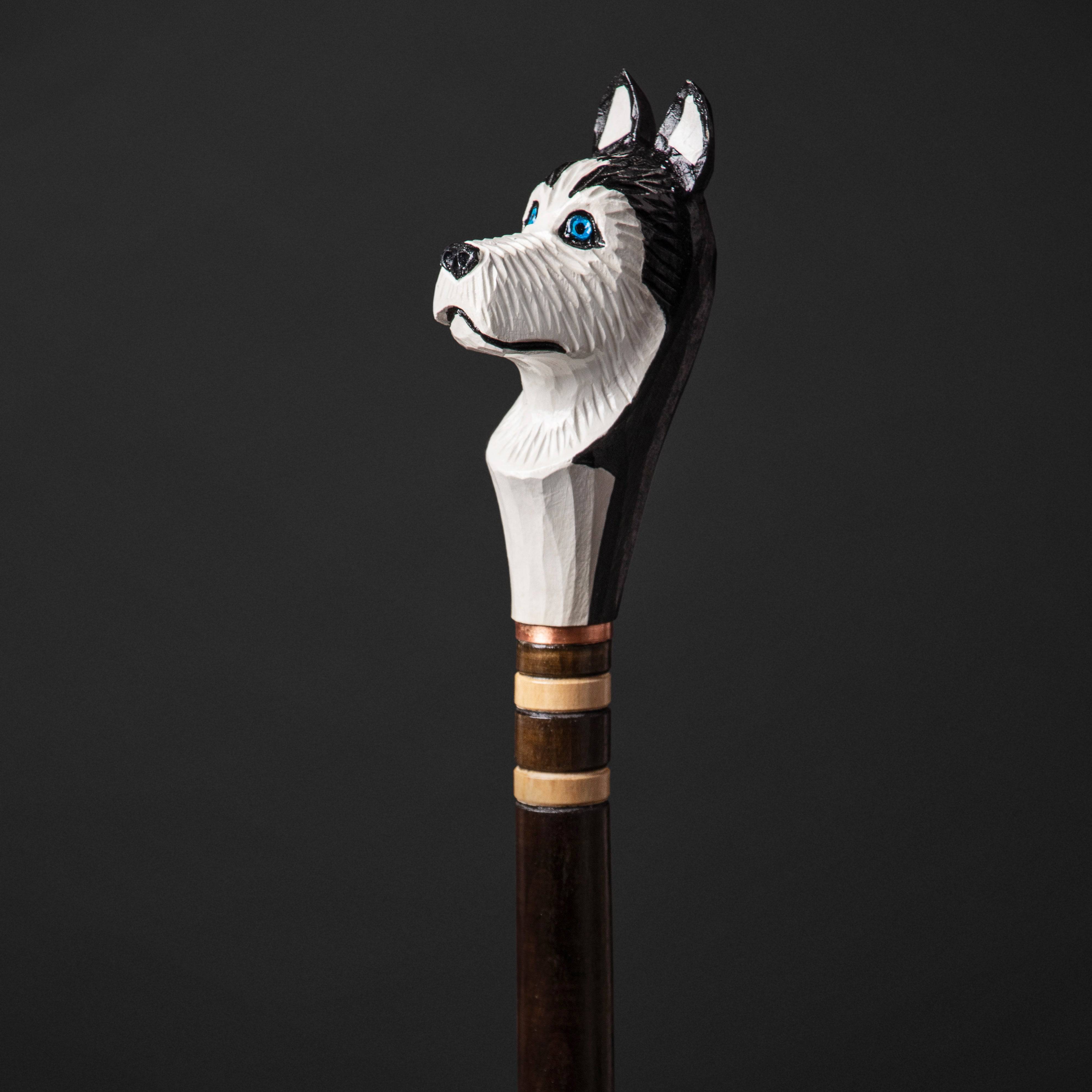 Dog Head Walking Stick - Husky Walking Cane