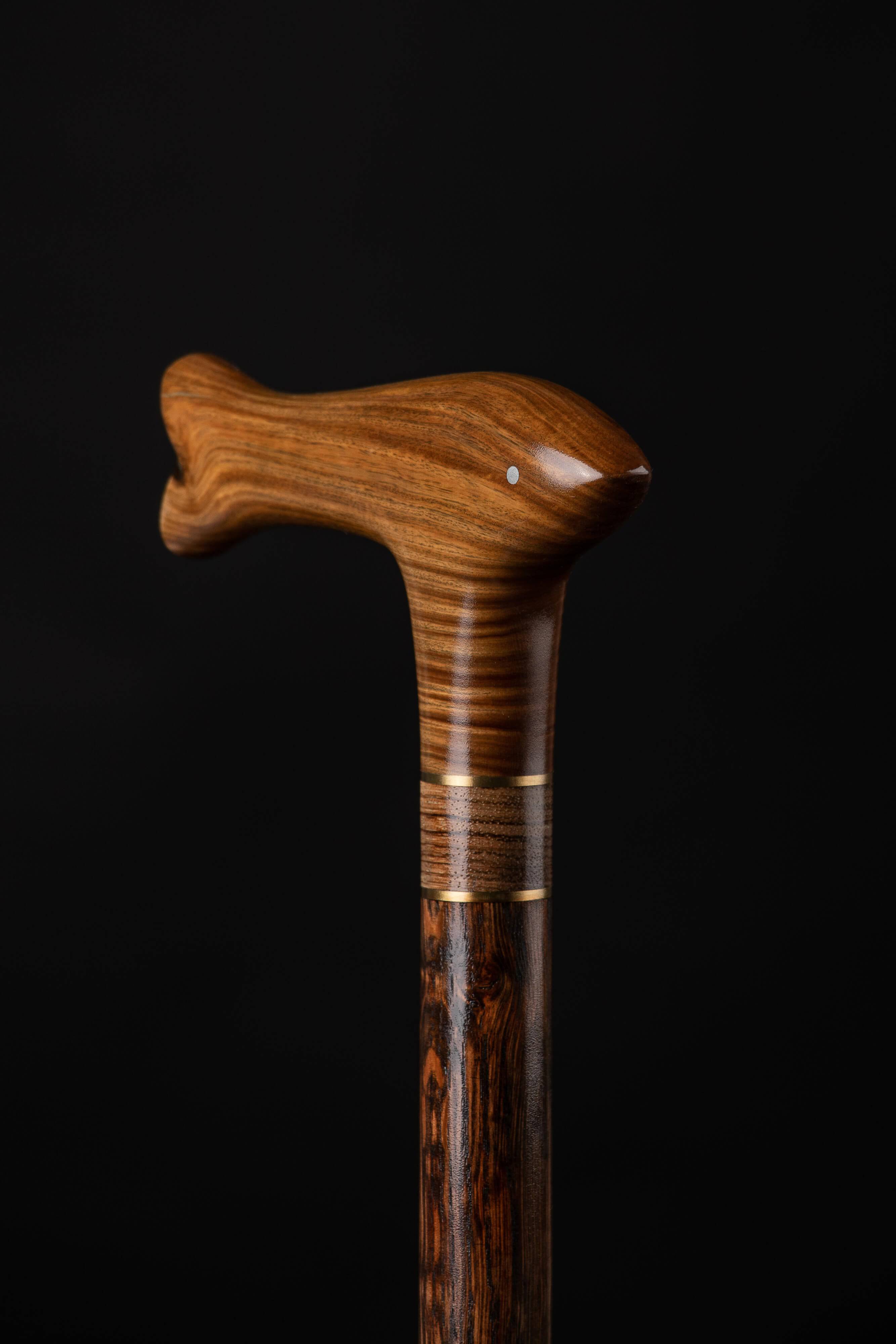 Elegant Walking Cane - Hand Carved Design Fish