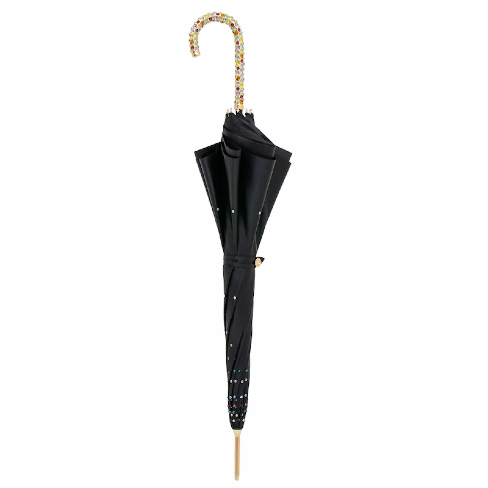 Chic Brass Handle with Colorful Crystals Black Umbrella for Women | ART ...