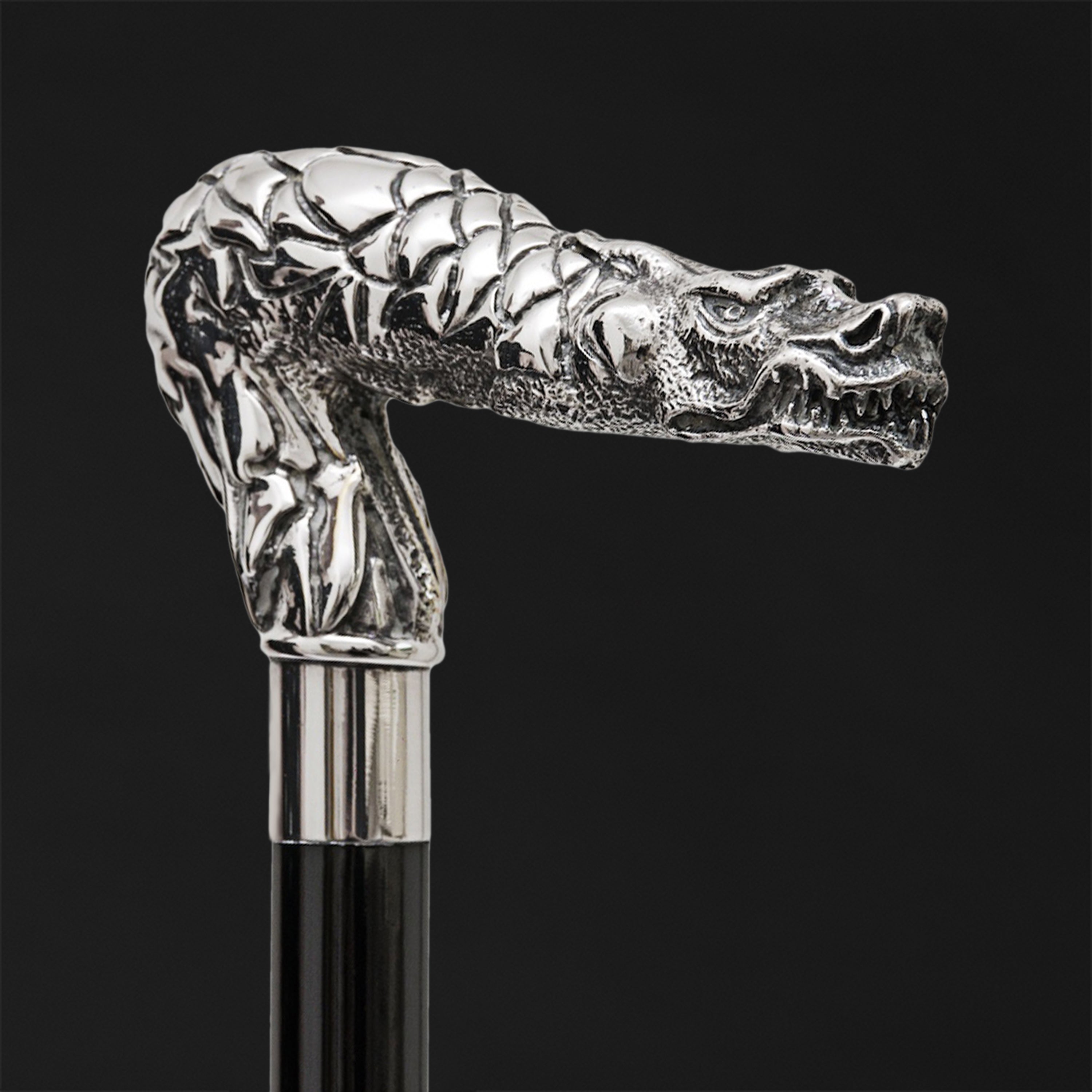 Fantasy Luxury Walking Cane Designer Silver Dragon Head Fancy Cane ...