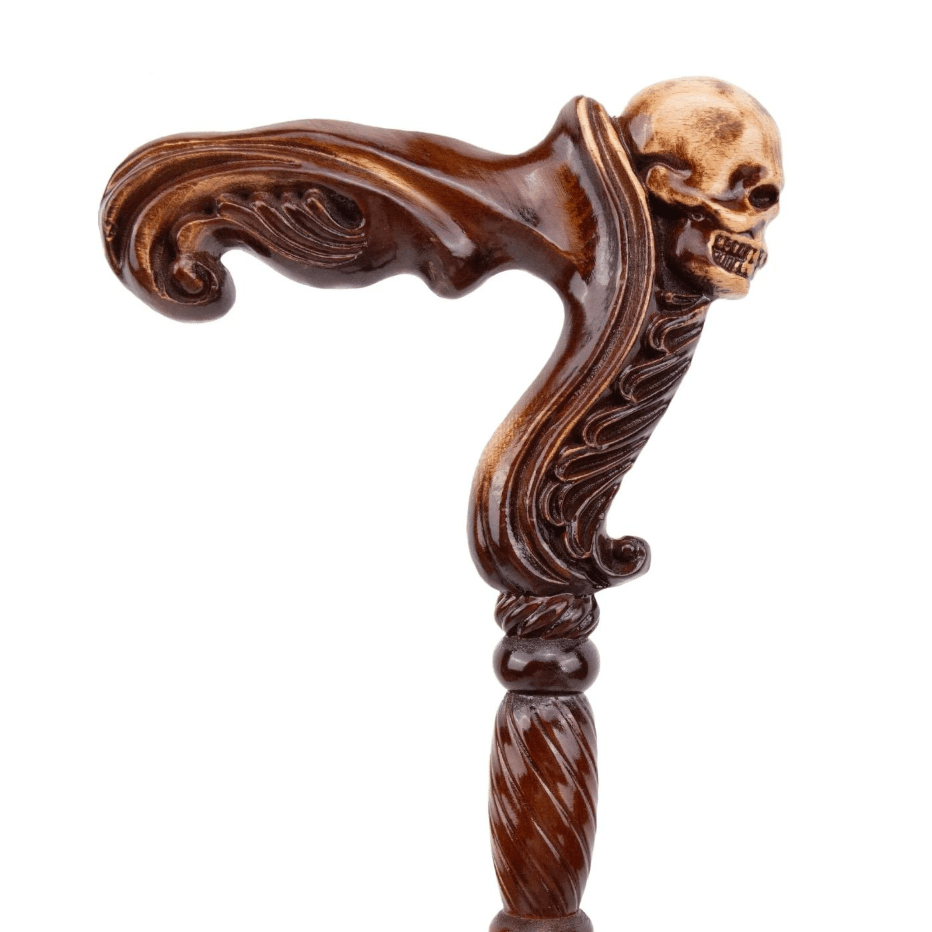 Folding Unique Skull Wooden Walking Cane, Ergonomic Handle | ART ...