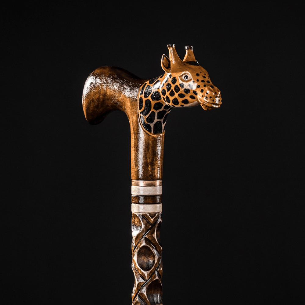 Giraffe Walking Stick, Hand Carved - Handmade | ART WALKING STICKS