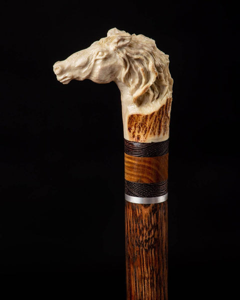 Irish Horse Walking Cane Handle Deer Bone, Limited Colection | ART ...