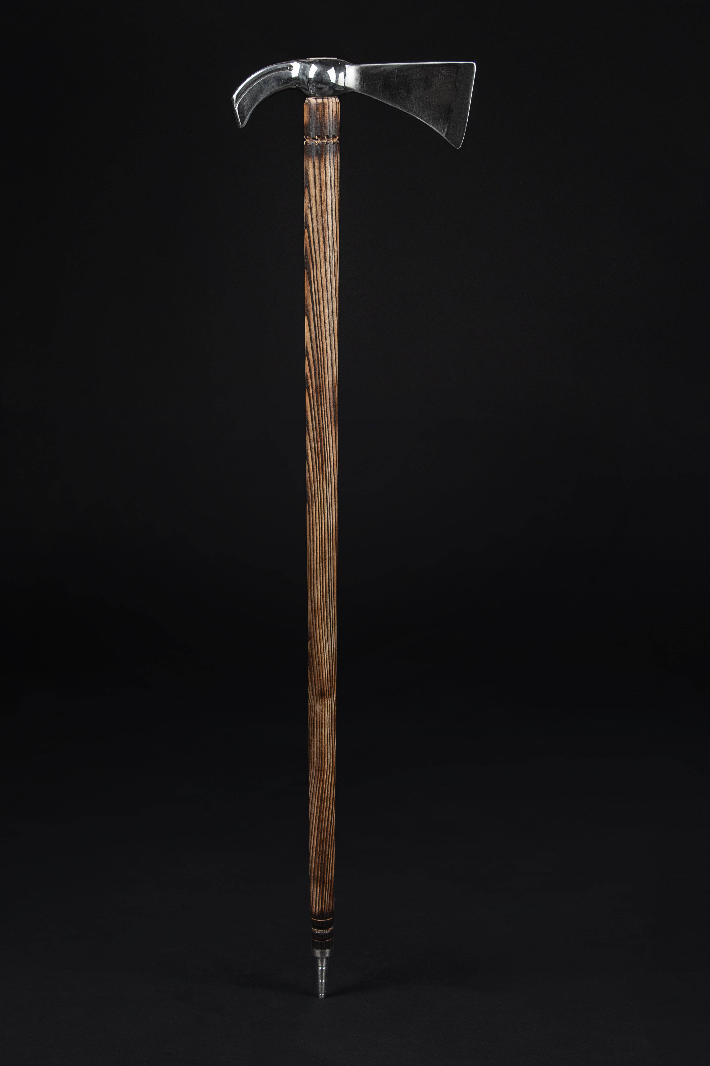 Large Hand Forged Bearded, Walking Stick Fokos Valaska