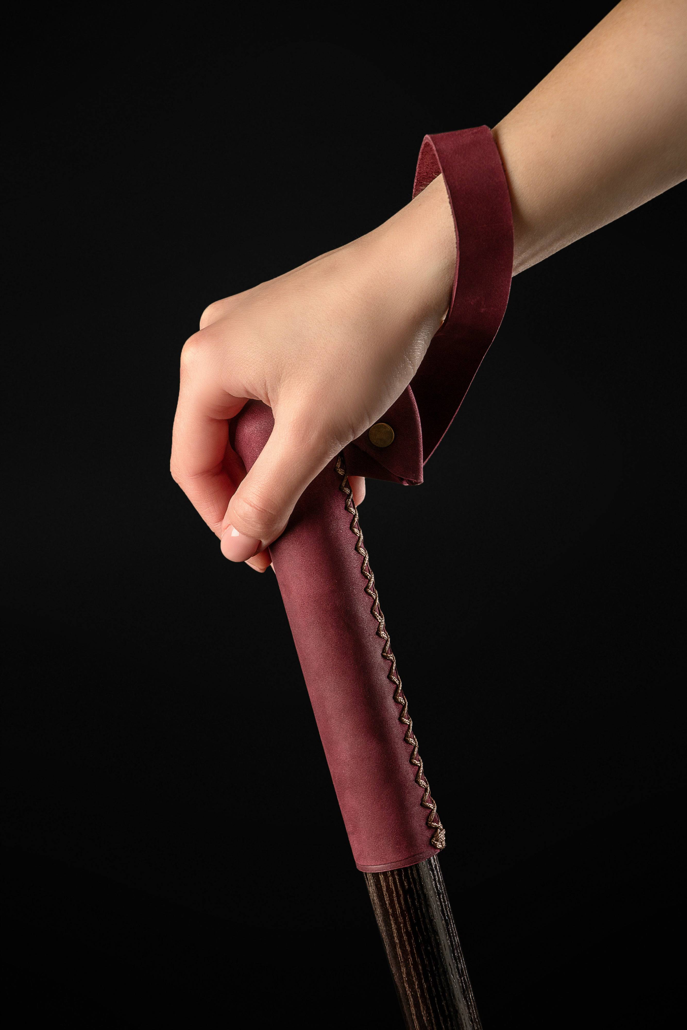 Leather Handle Walking Stick With Wrist Strap | ART WALKING STICKS