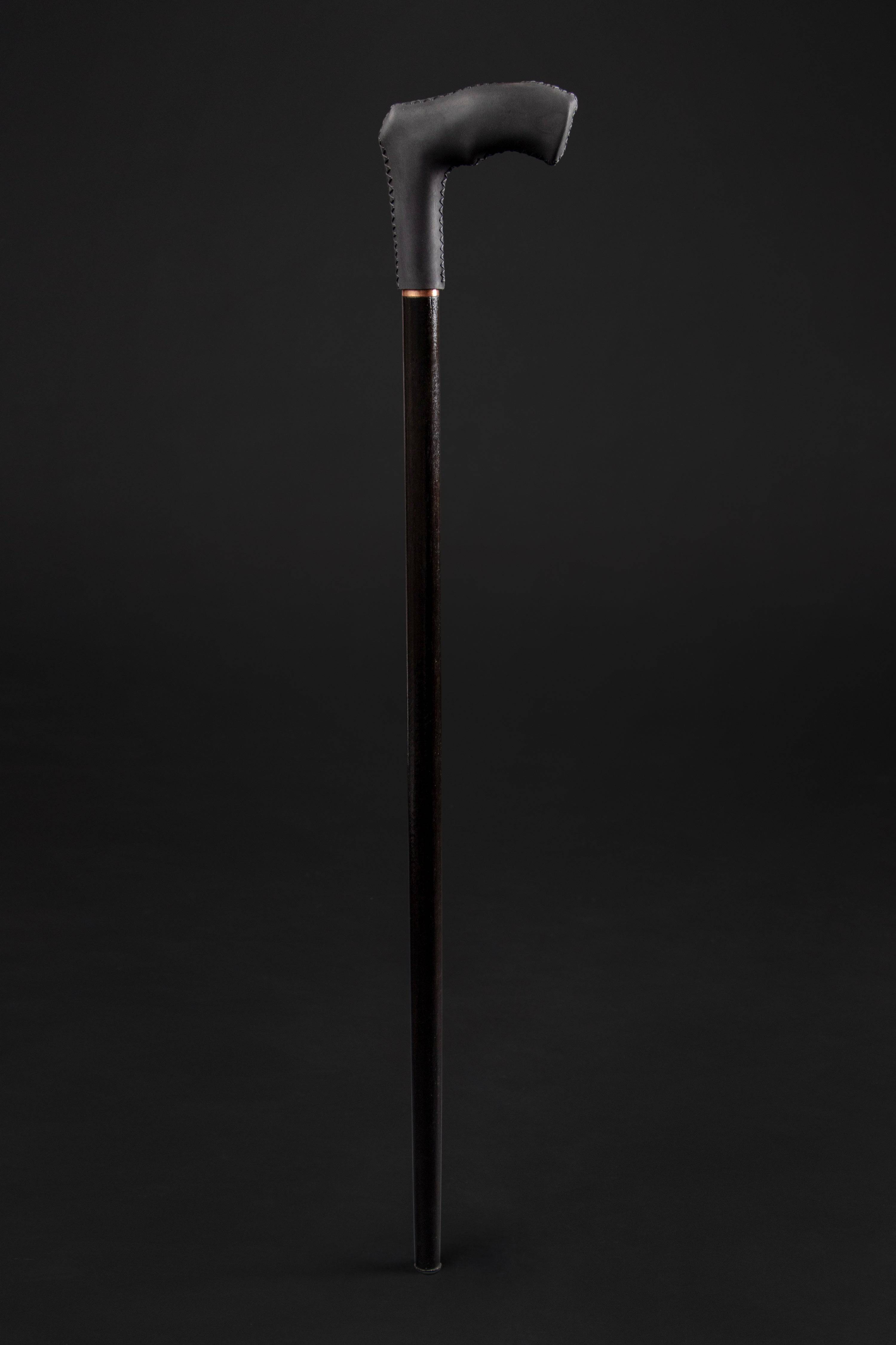 LEATHER Walking Canes, Black - Handle Lether Walking Cane - Ergonomic ...