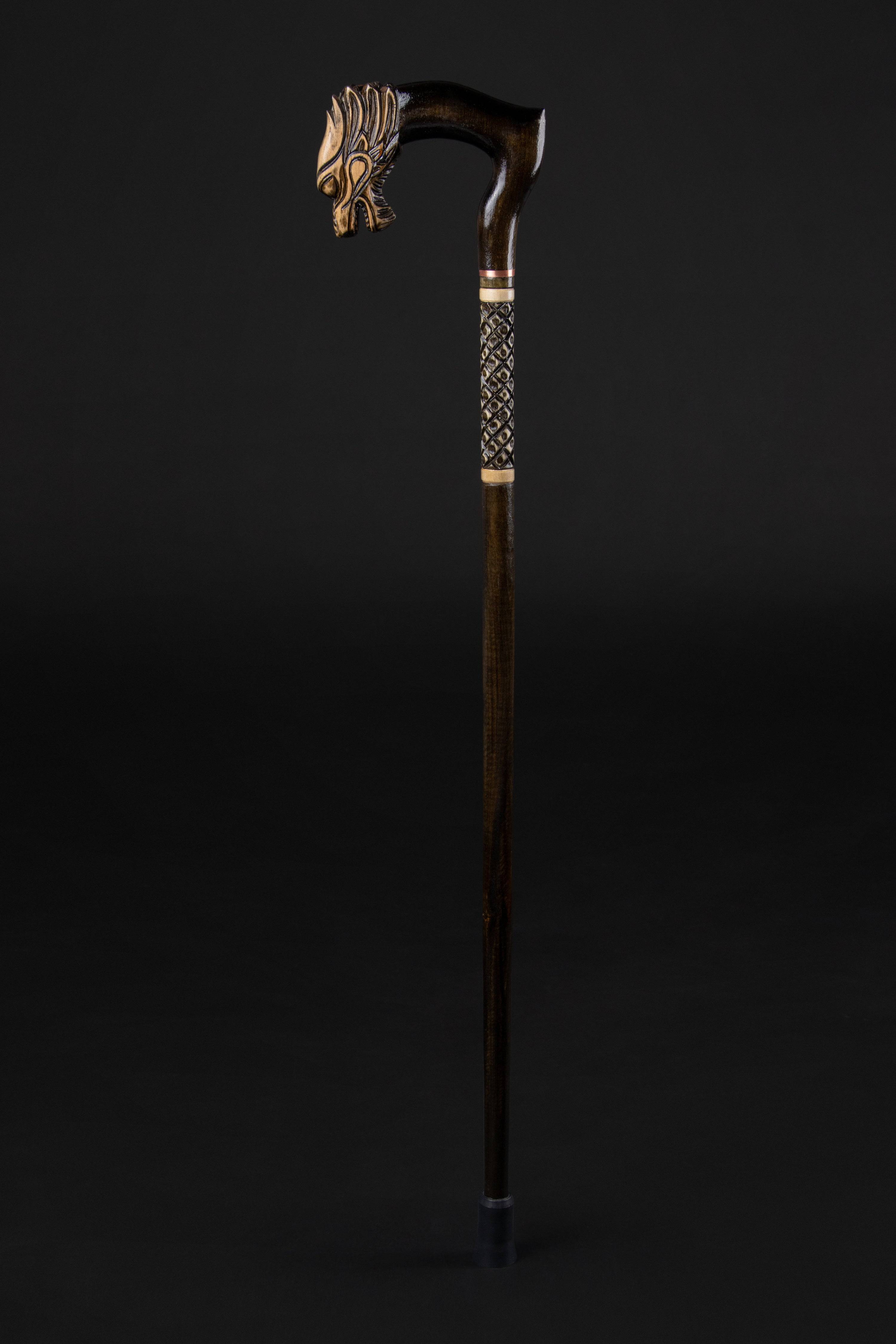 Mythical Wolf Steampunk Cane , Hand Crafted Walking Canes, Right Hand