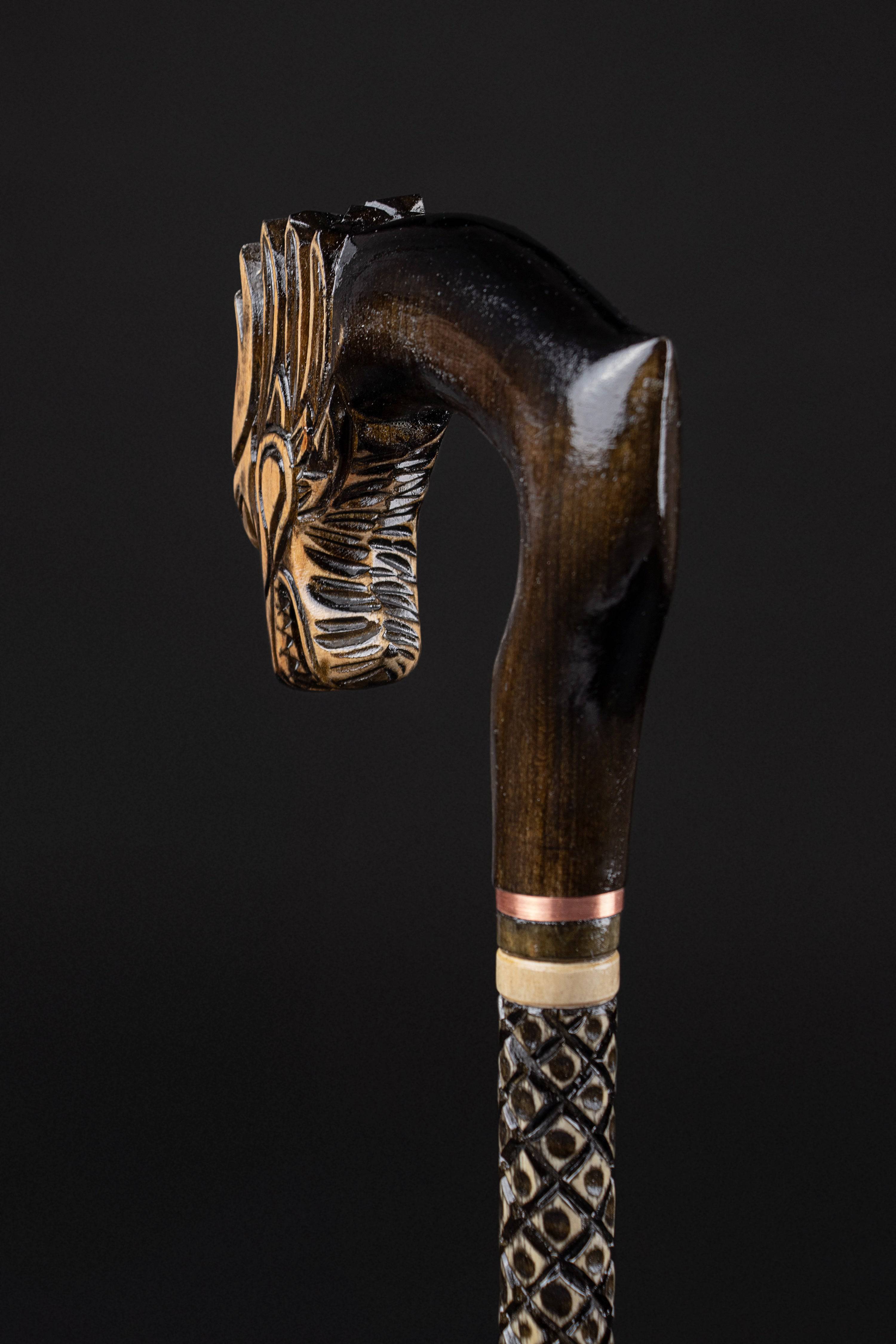 Mythical Wolf Steampunk Cane , Hand Crafted Walking Canes, Right Hand