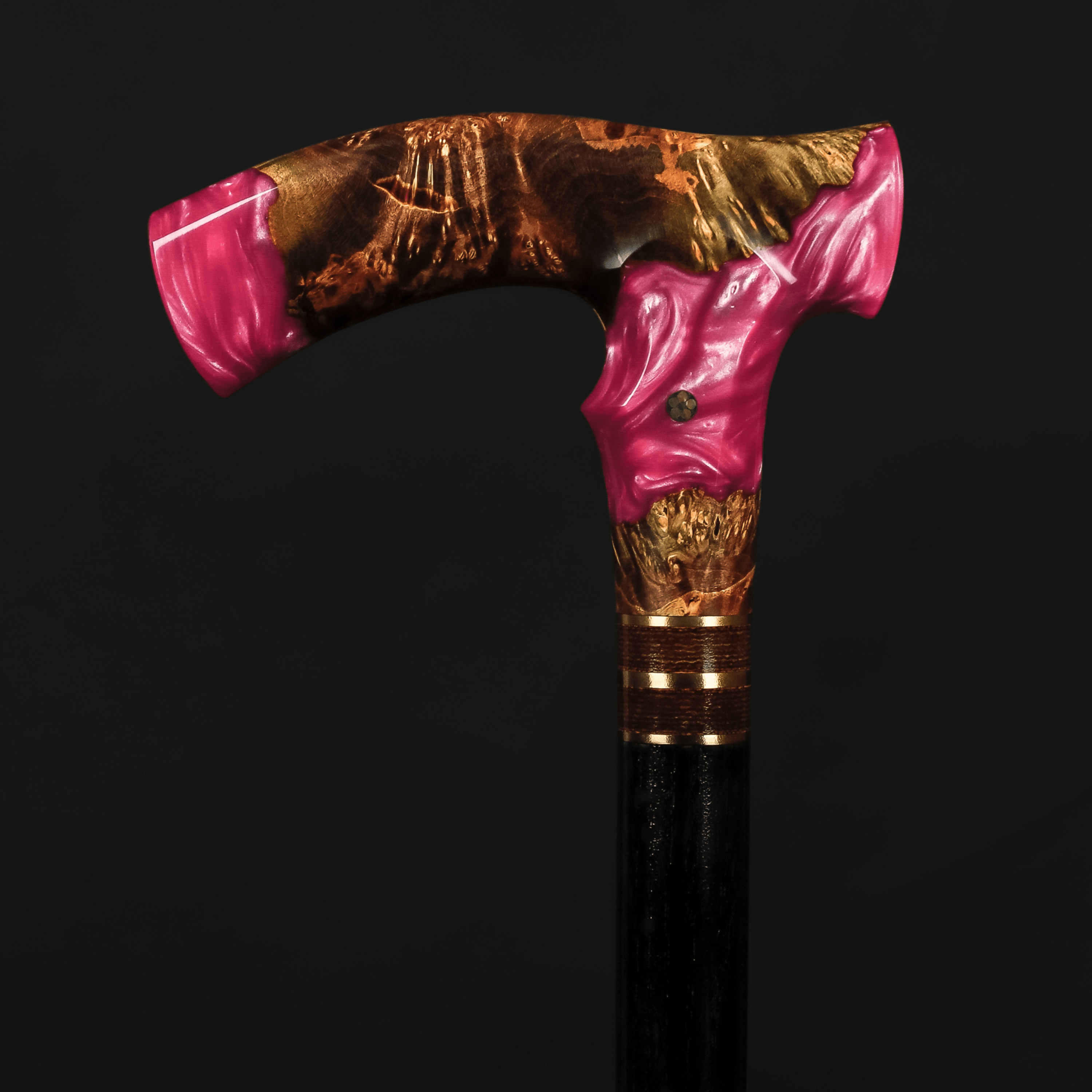 Pink Resin Walking Stick, Wood And Resin Walking Cane For Young People ...