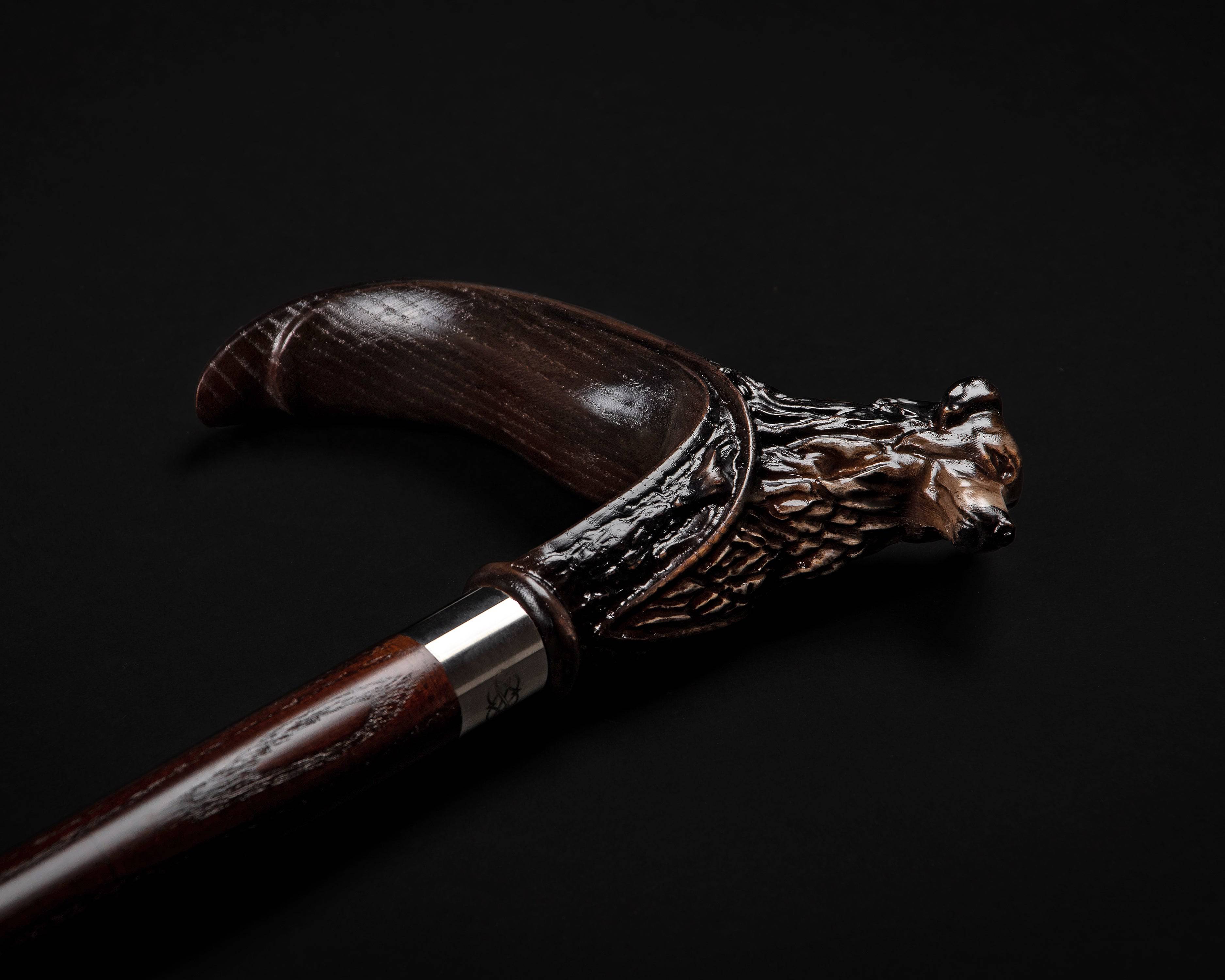 Shepherd Dog Walking Cane With Rubber Tip, Dog Head Walking Cane | ART ...