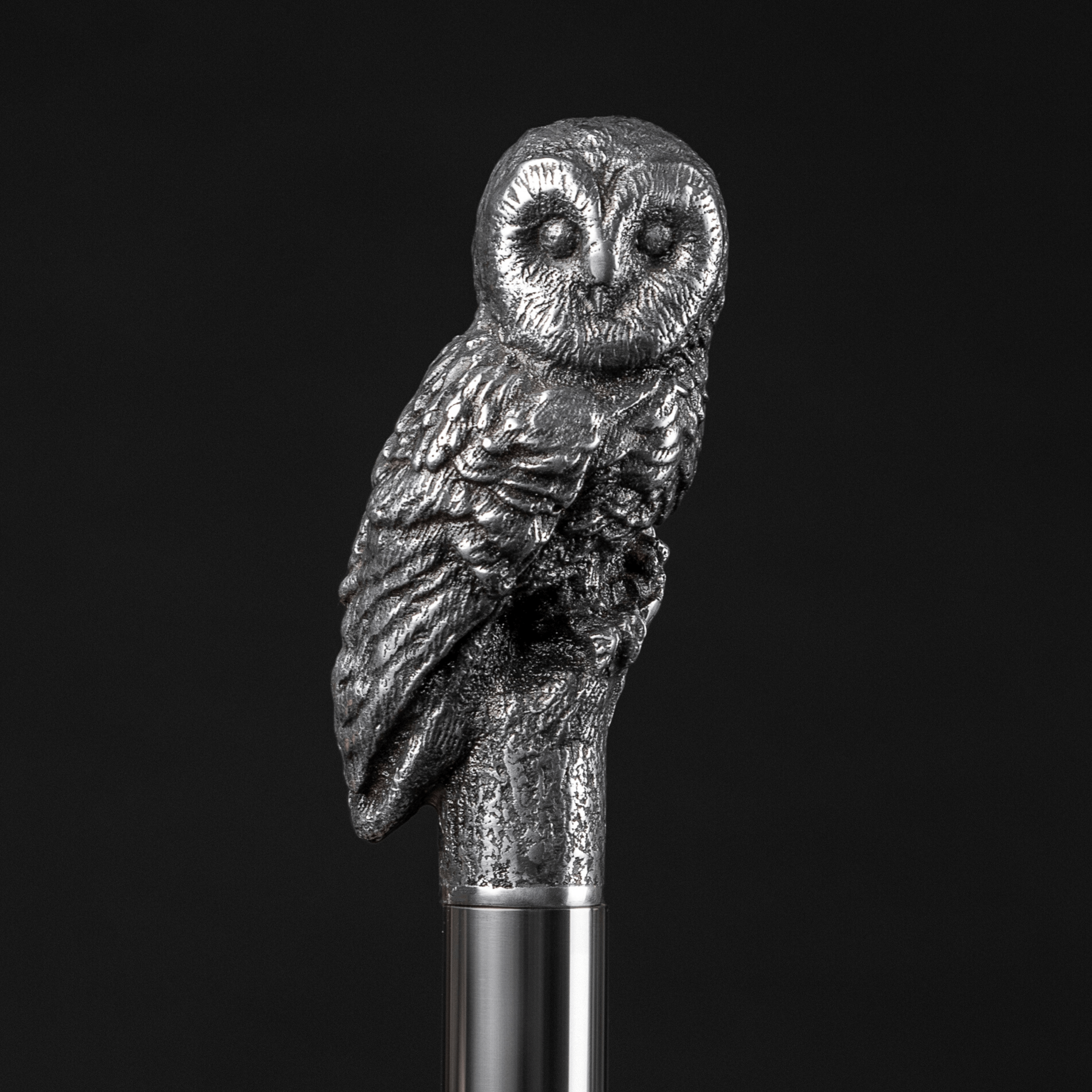 Sterling Silver Owl Walking Stick, Owl Head Walking Cane