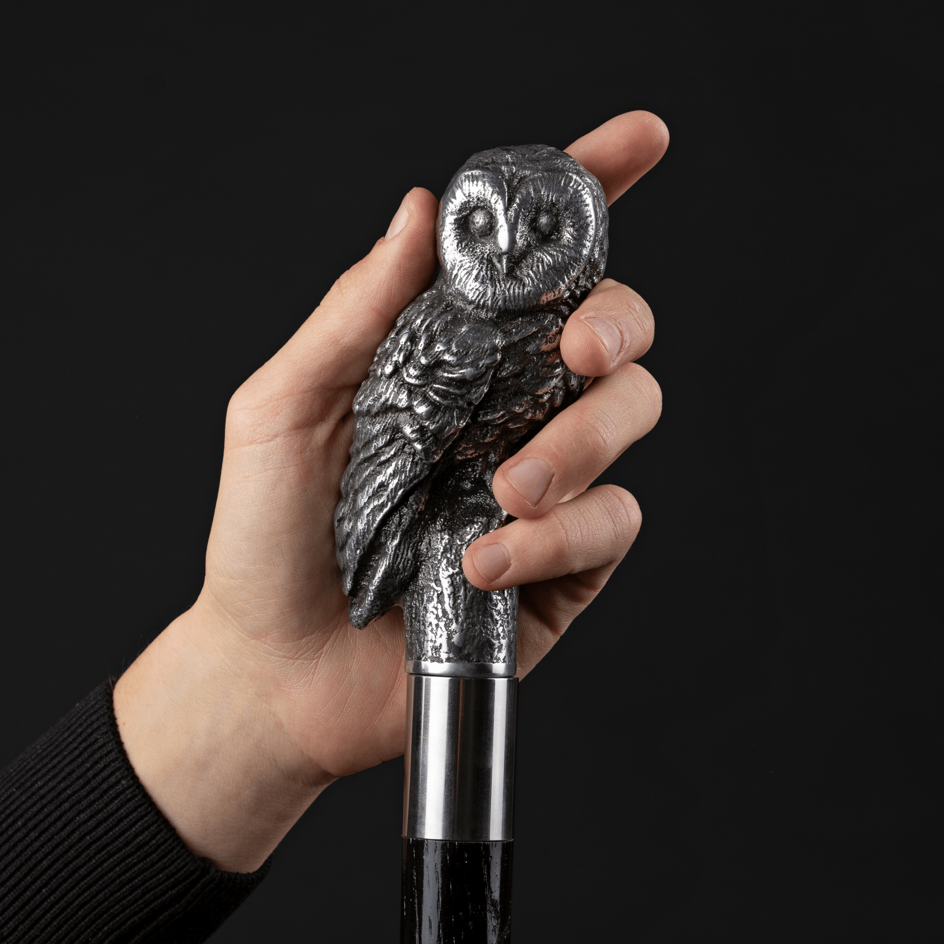 Sterling Silver Owl Walking Stick, Owl Head Walking Cane