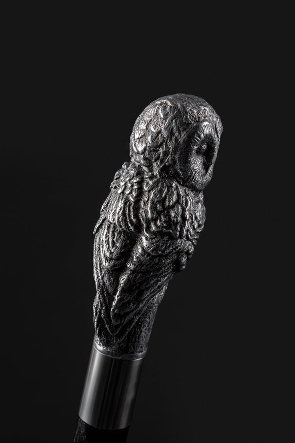 Sterling Silver Owl Walking Stick, Owl Head Walking Cane