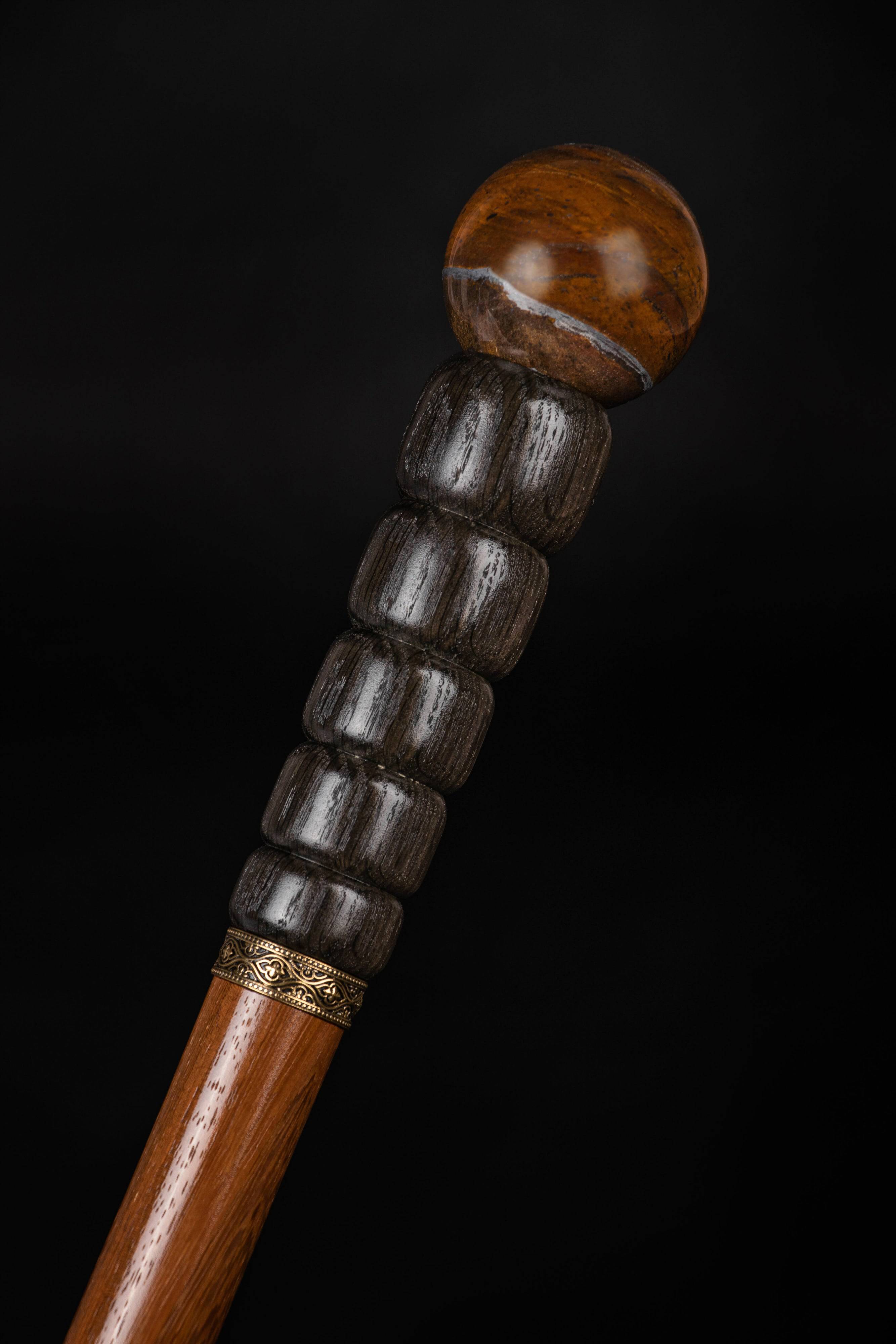 Tiger Iron Stone Knob Walking Cane - ONE OF A KIND