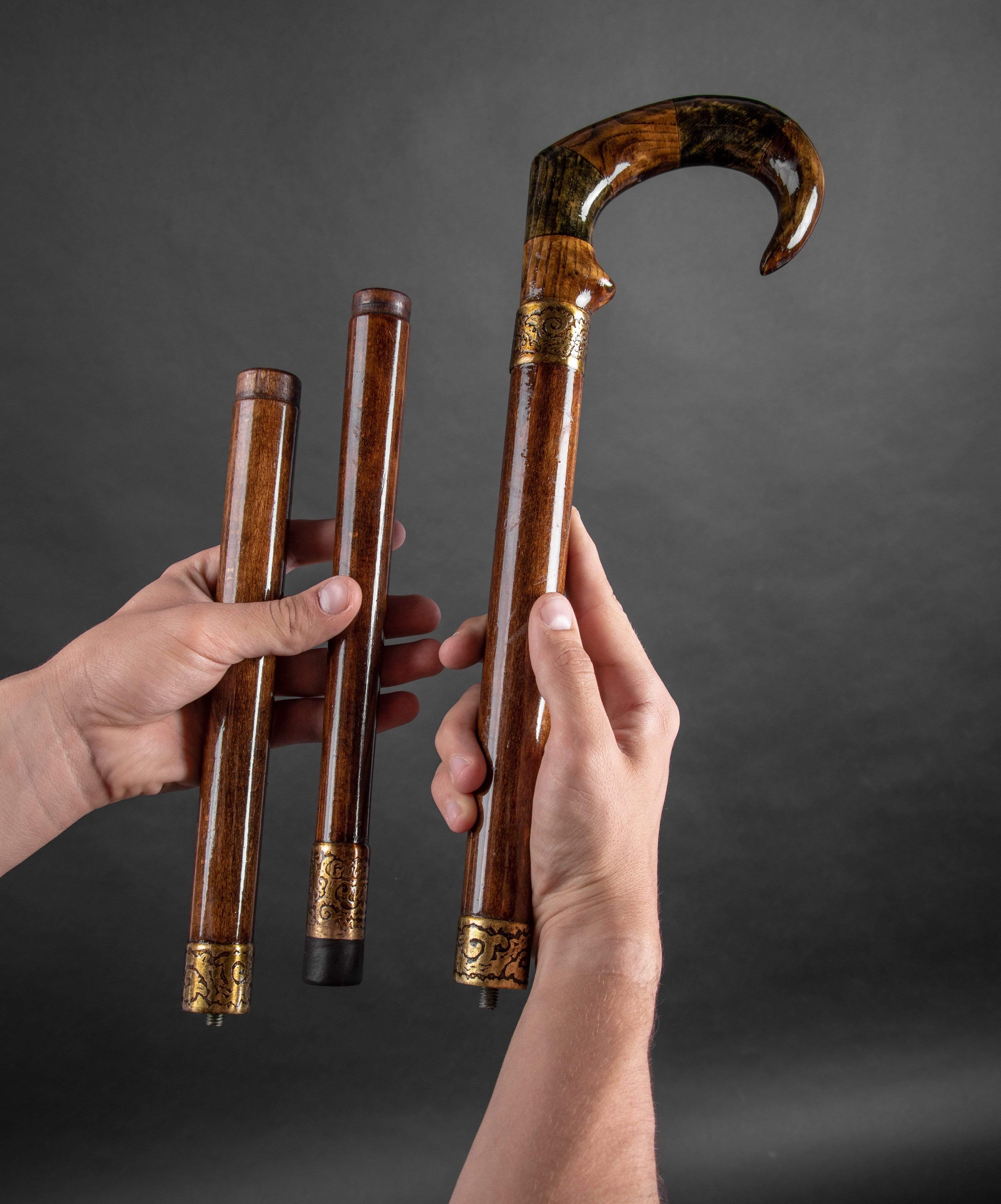 Travel Walking Cane Folding for Mens, Exotic Wood Species | ART WALKING ...