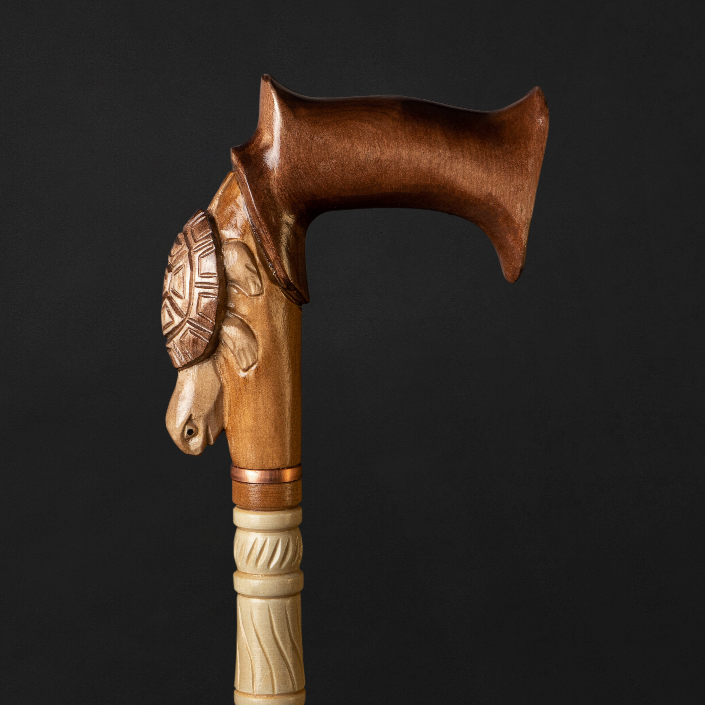 Hand-Carved Turtle Handle Walking Cane with Calm Antique Feel | ART ...