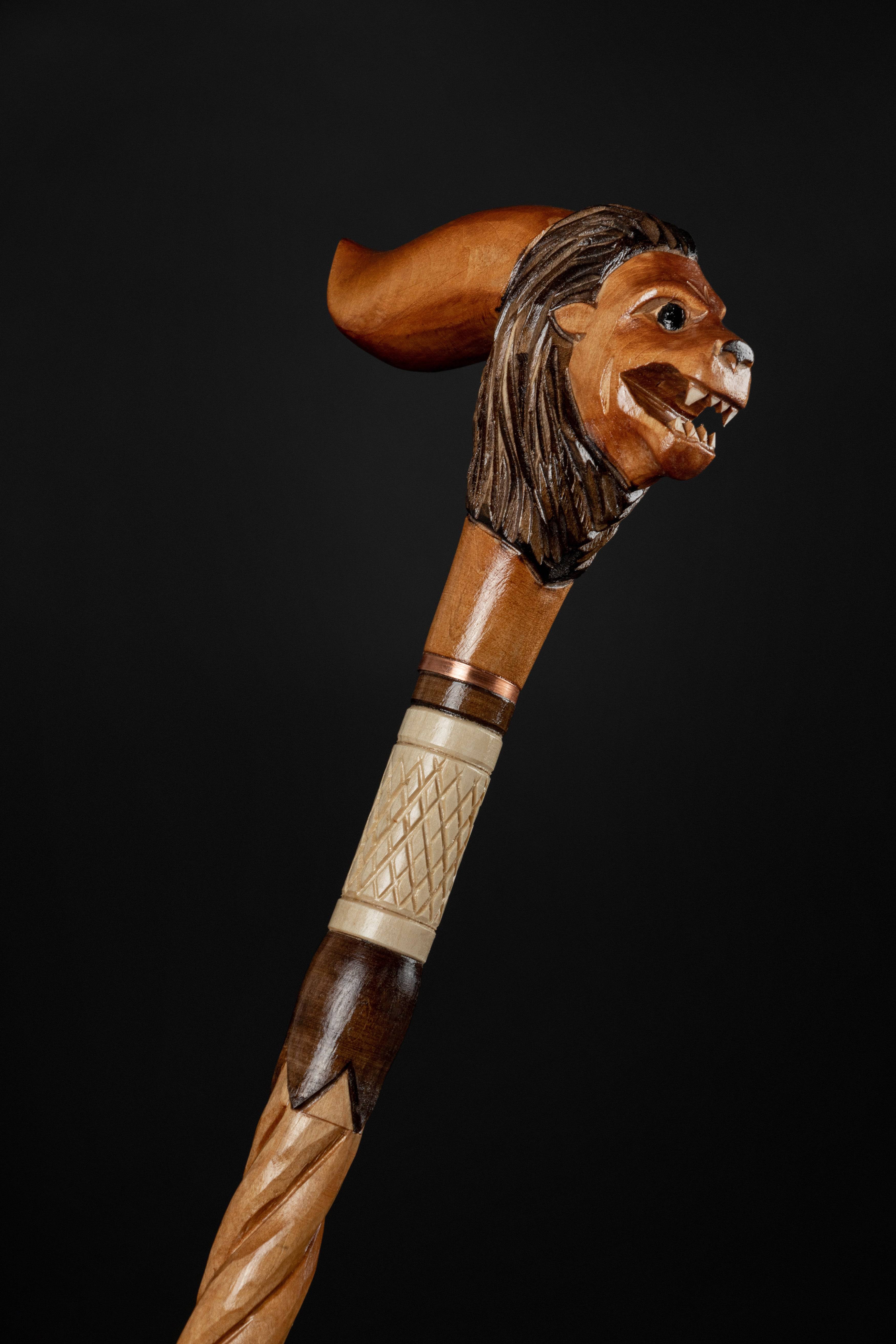 Unusual Walking Canes Carved Wooden Lion Walking Stick Cane With Lion ...