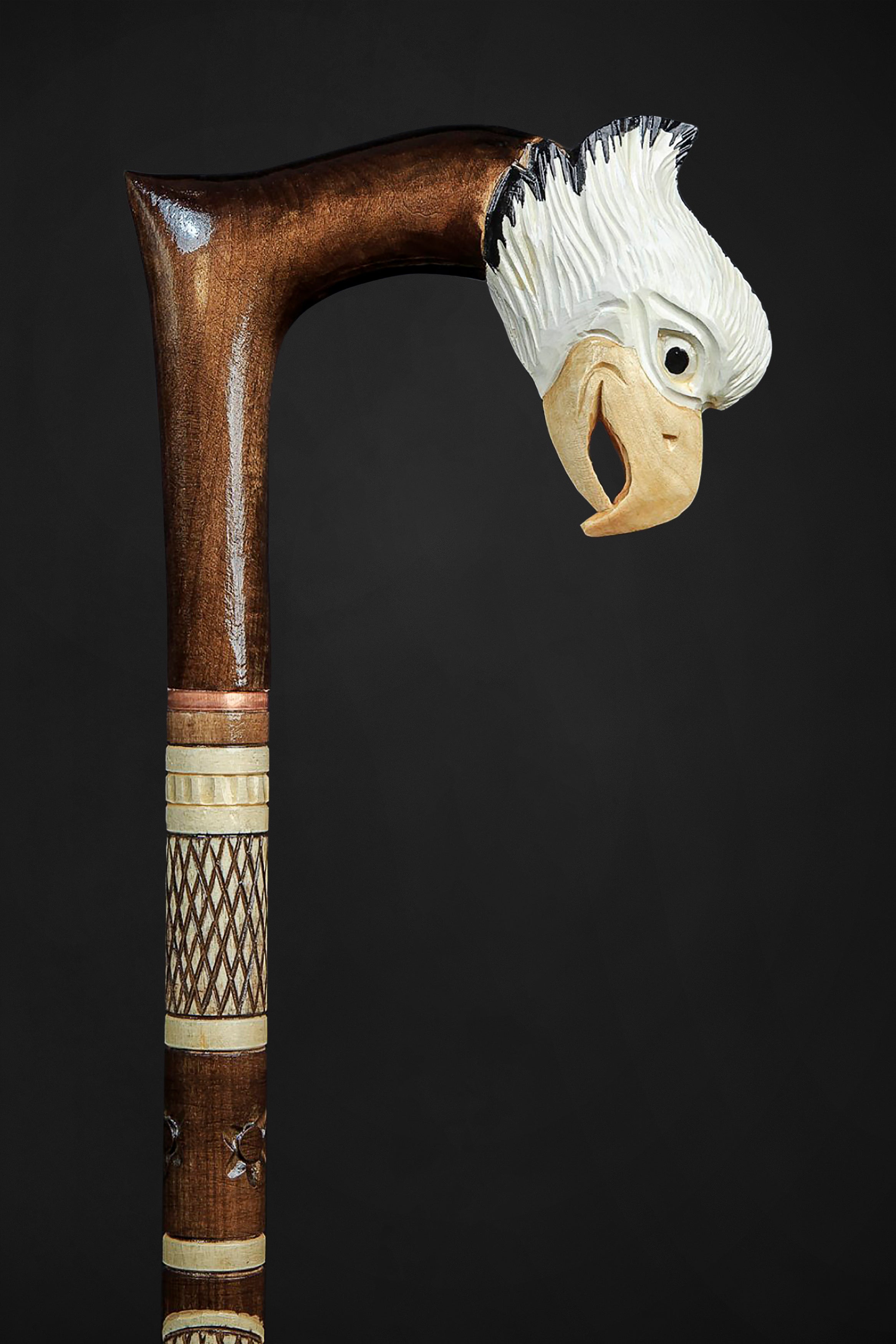 Walking Cane for Men Hand-Painted Bald Eagle, Hand Carved Cane | ART ...