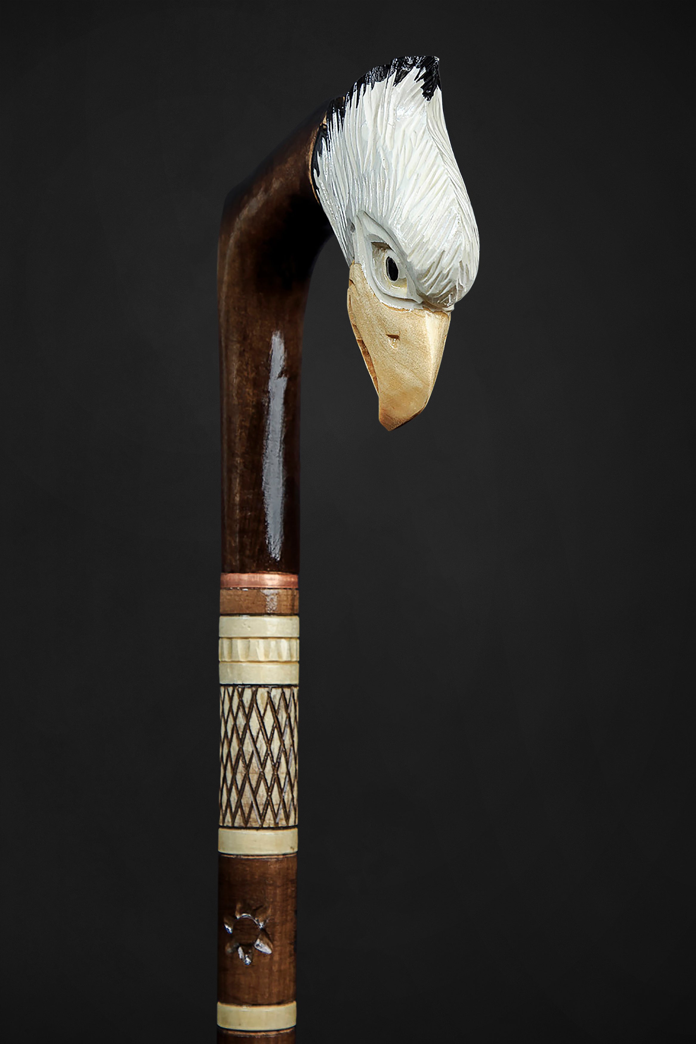 Walking Cane for Men Hand-Painted Bald Eagle, Hand Carved Cane | ART ...