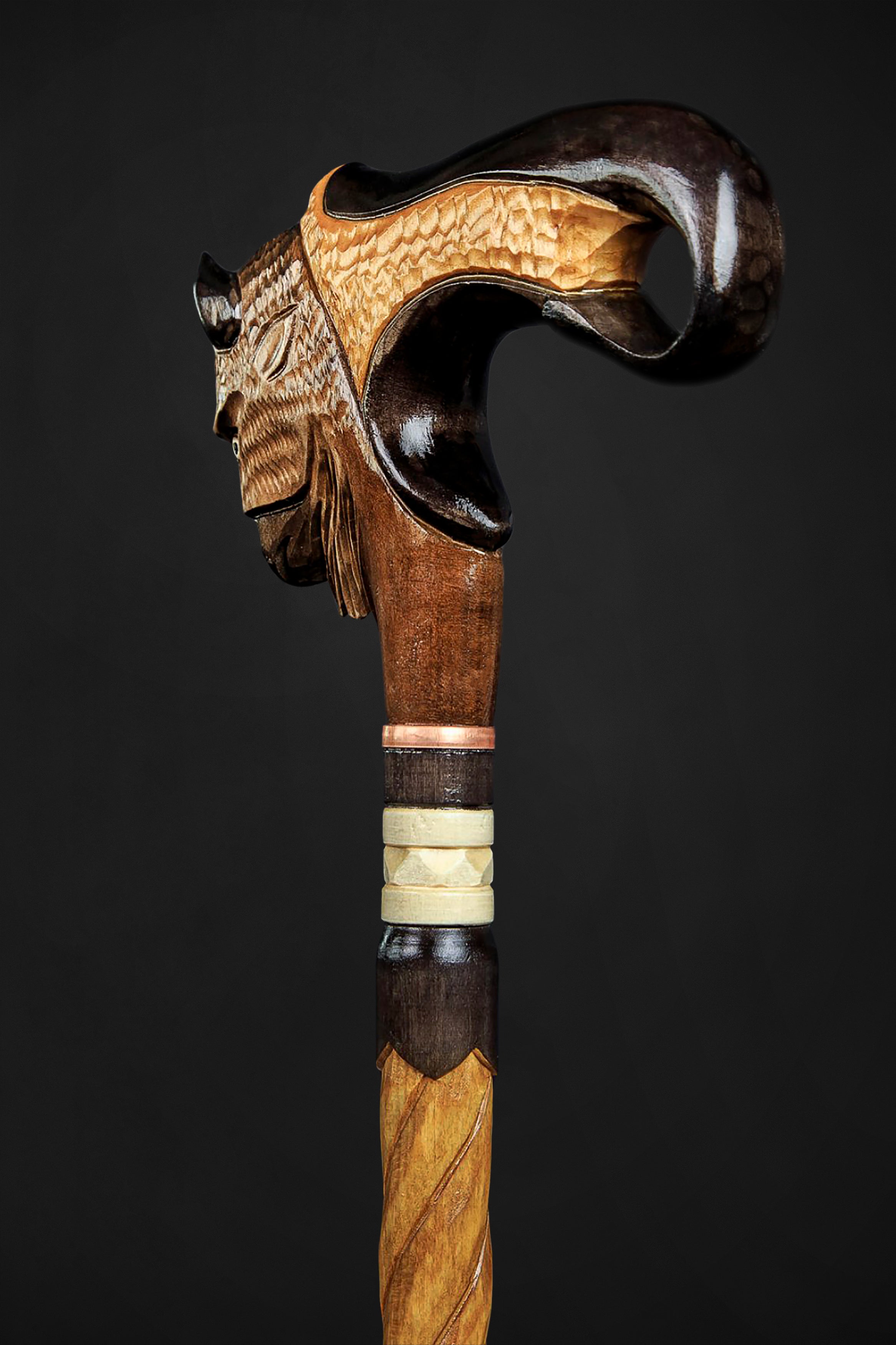 Fashion Art Wooden Cane American Bison Buffalo Head Walking Stick | ART ...