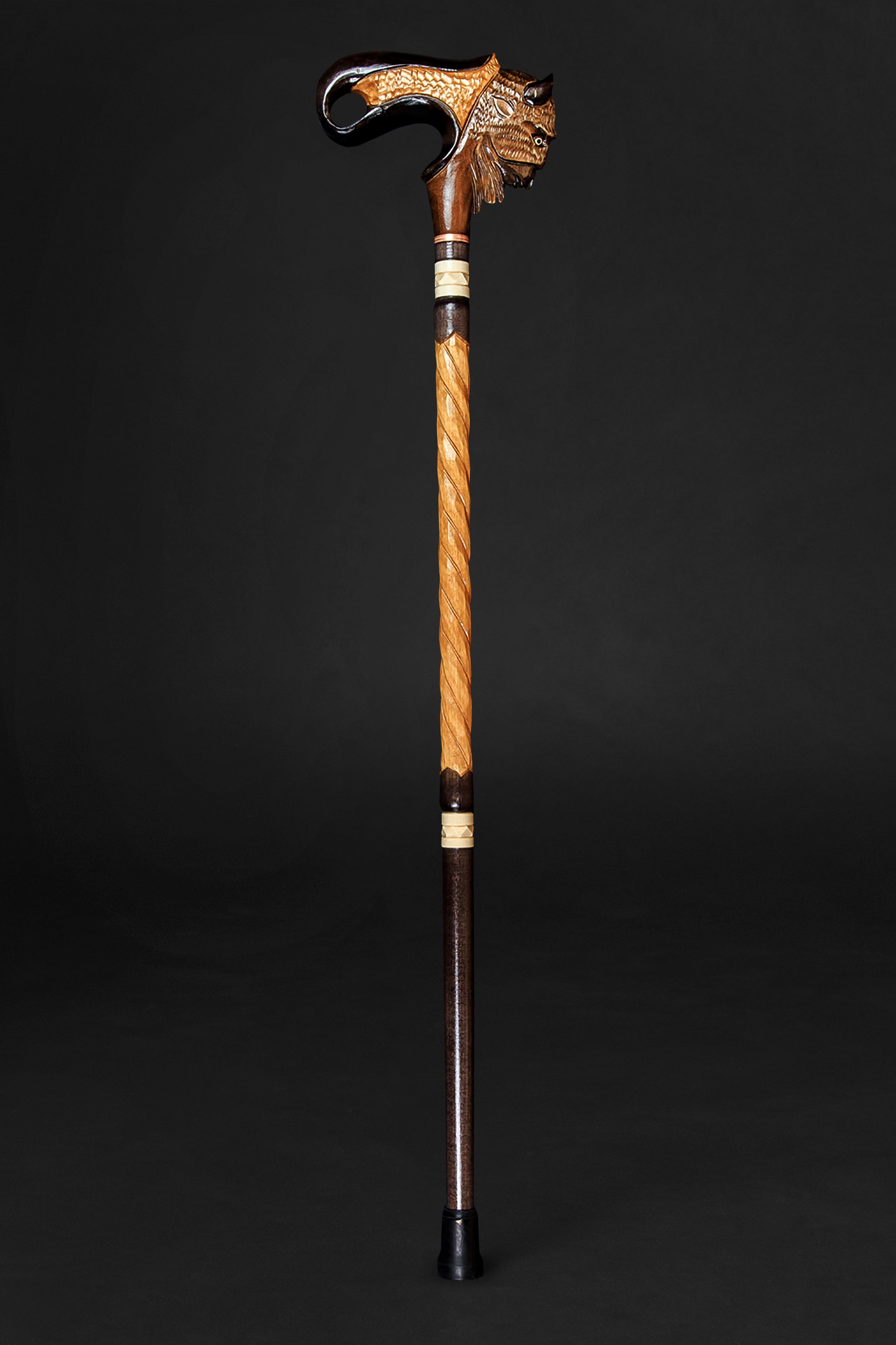 Fashion Art Wooden Cane American Bison Buffalo Head Walking Stick | ART ...