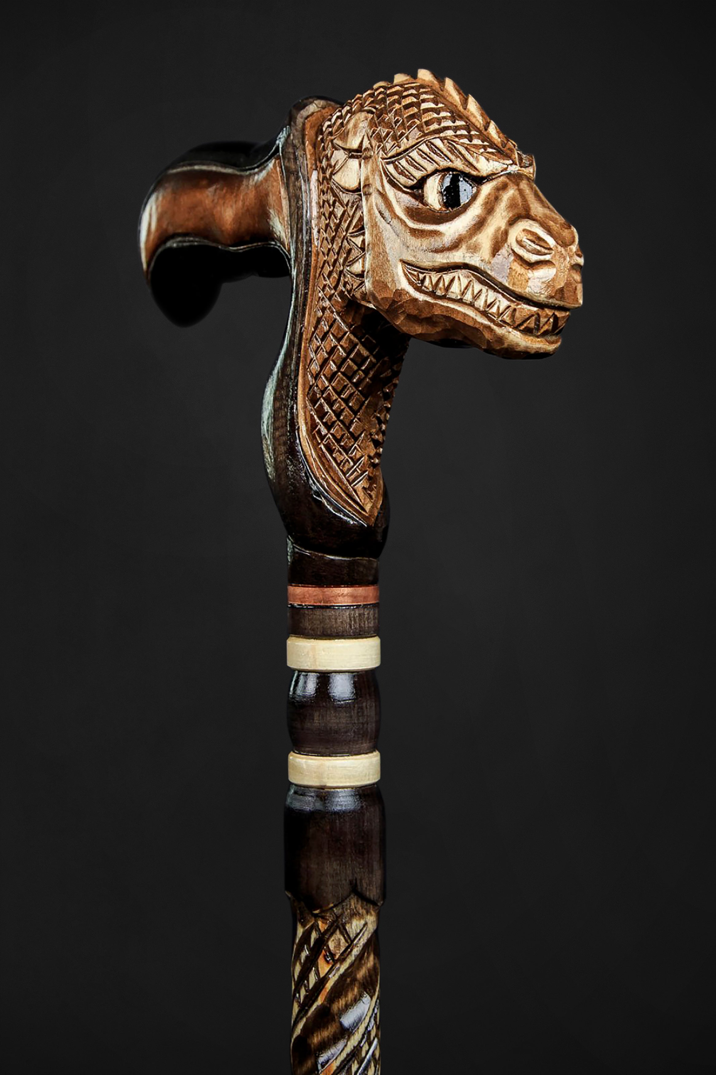 Fantasy Cane Lizard Head Artisan-Made Walking Stick Funky Design | ART ...