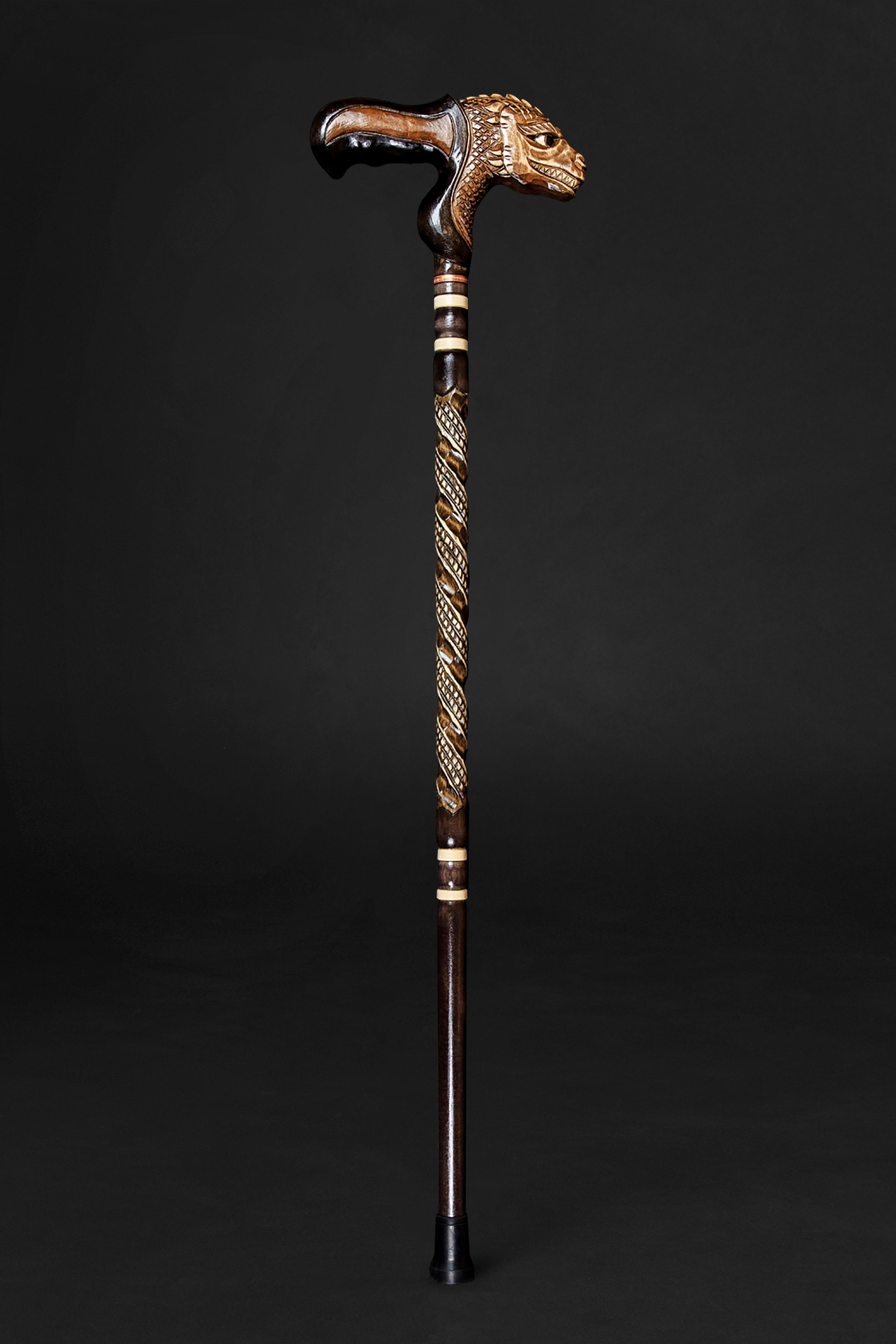Fantasy Cane Lizard Head Artisan-Made Walking Stick Funky Design | ART ...