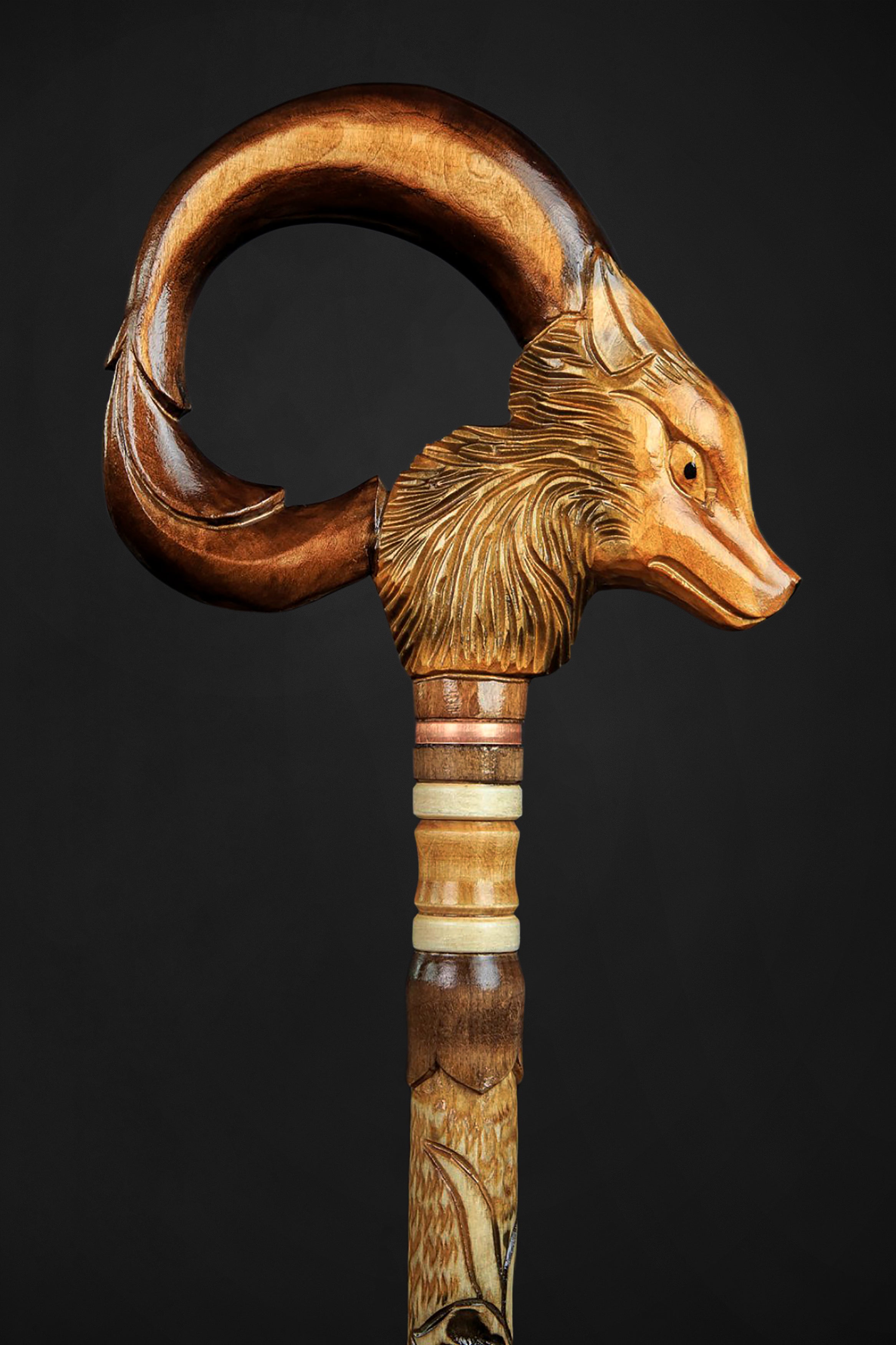 Unique Design Fox Walking Cane, Victorian Folk Art Dress Walking Stick ...